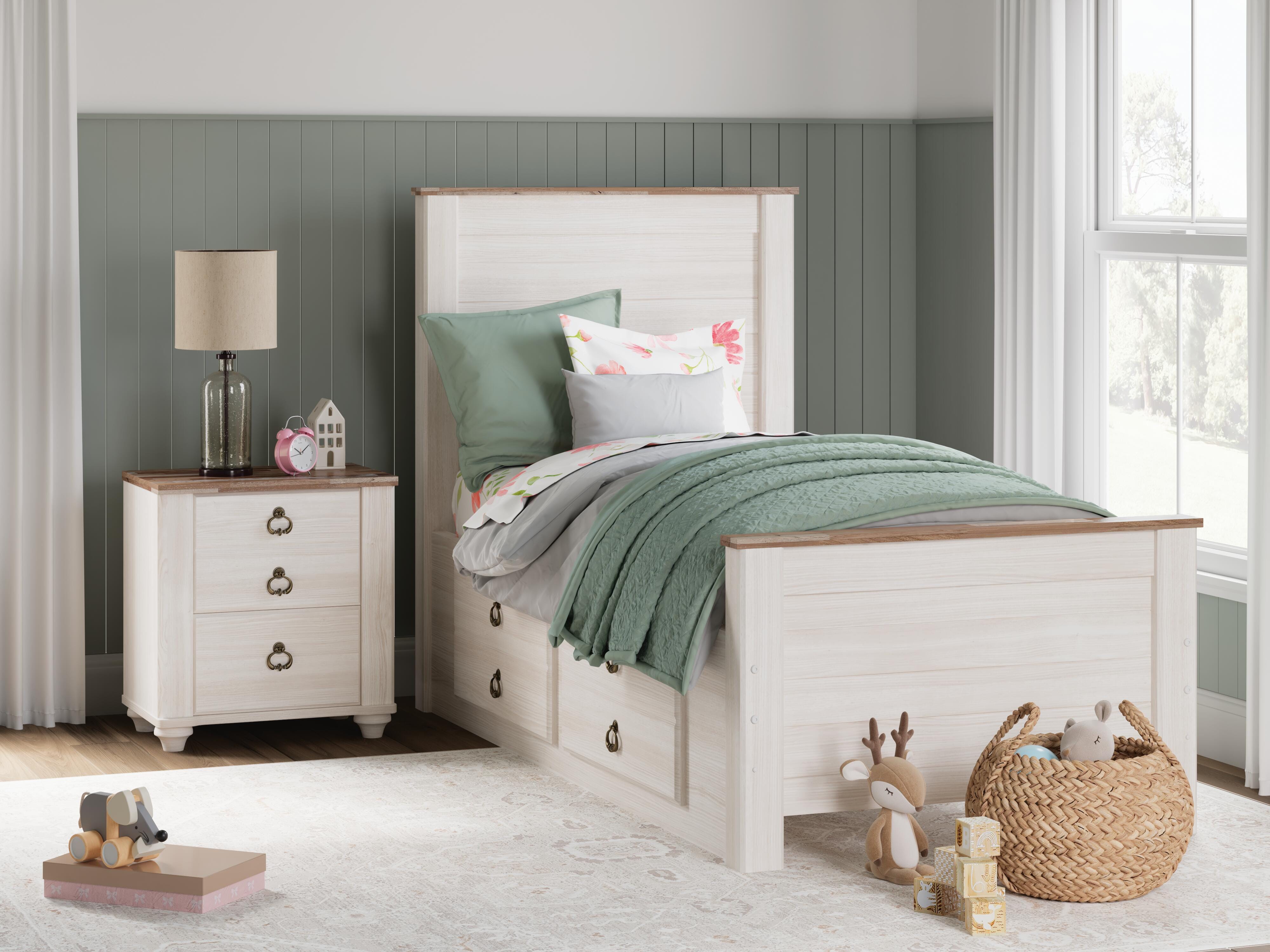 Click here for Willowton Twin Panel Bed with 2 Storage Drawers  W... prices