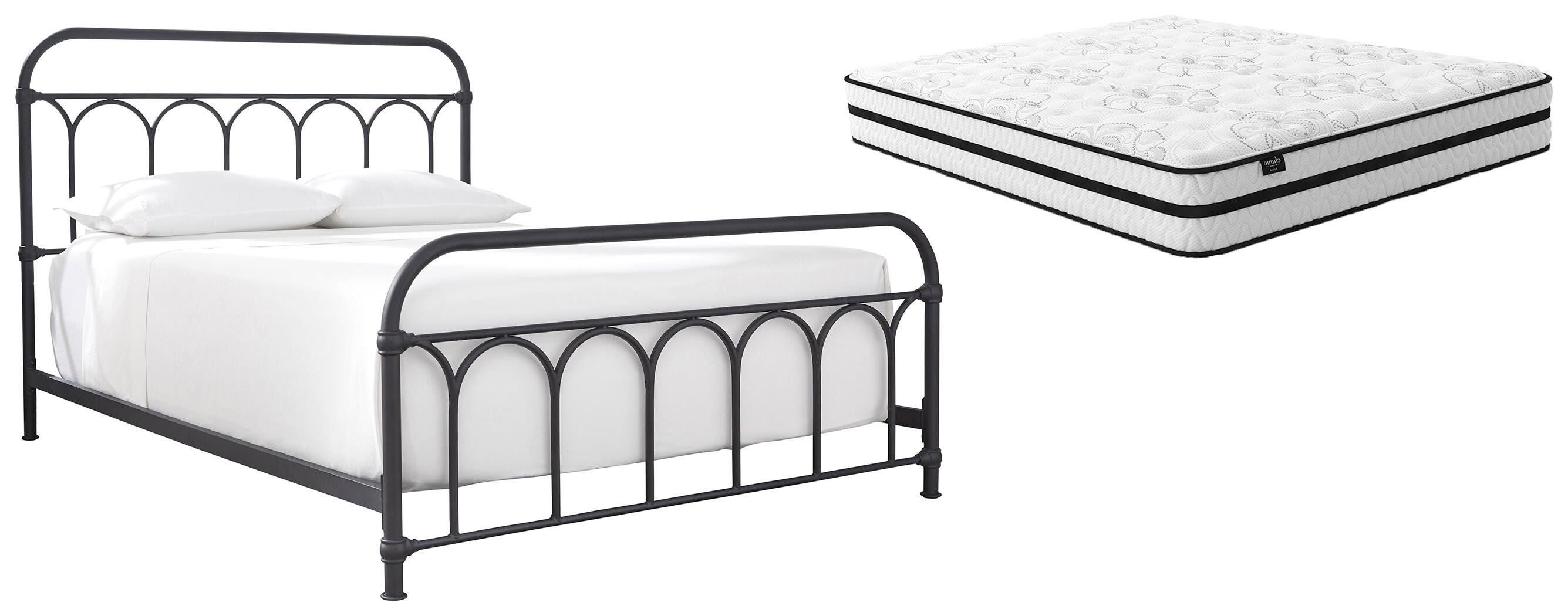 Click here for Nashburg Queen Metal Bed with Chime 10 Inch Hybrid... prices