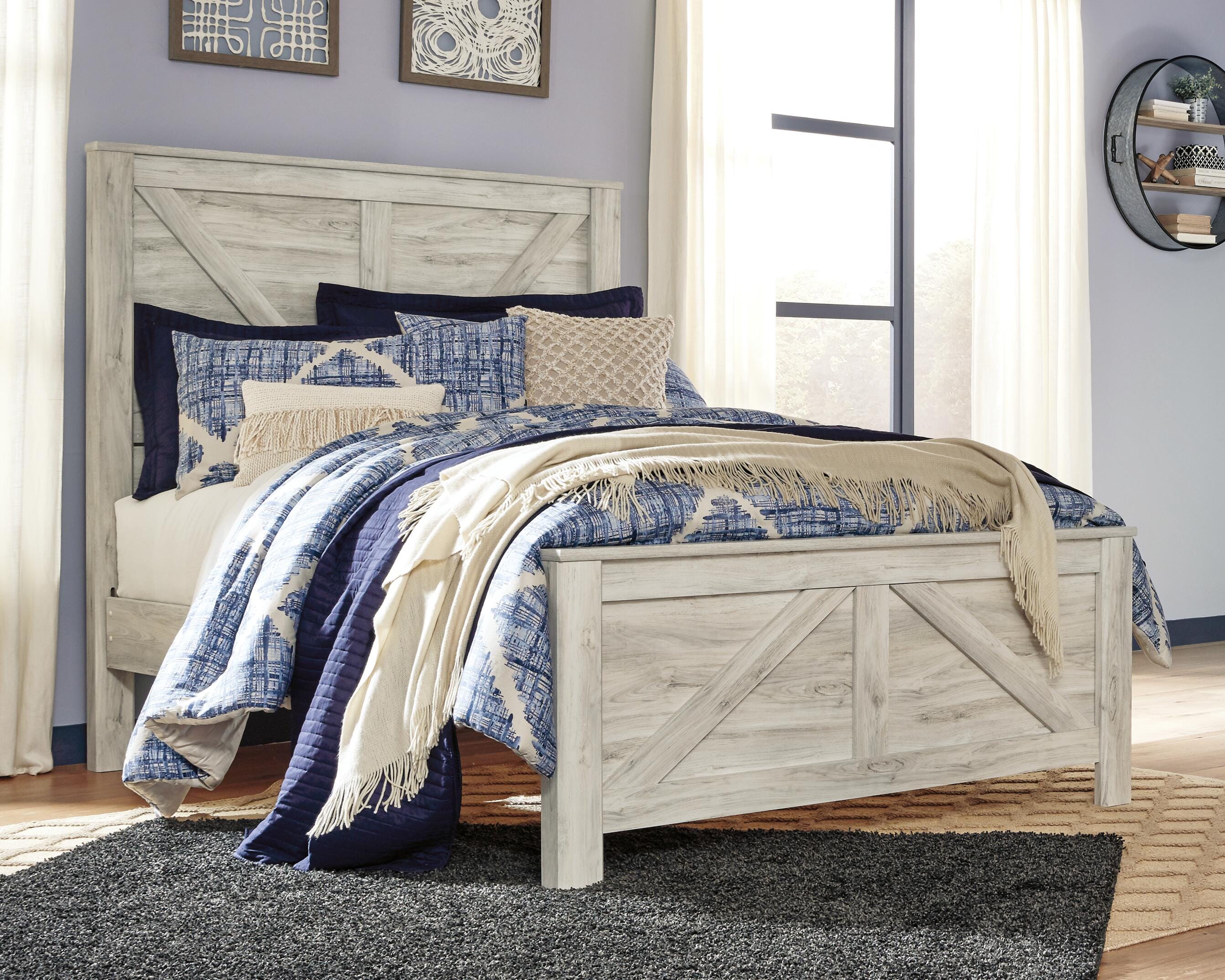 Click here for Bellaby Queen Crossbuck Panel Bed  Whitewash prices
