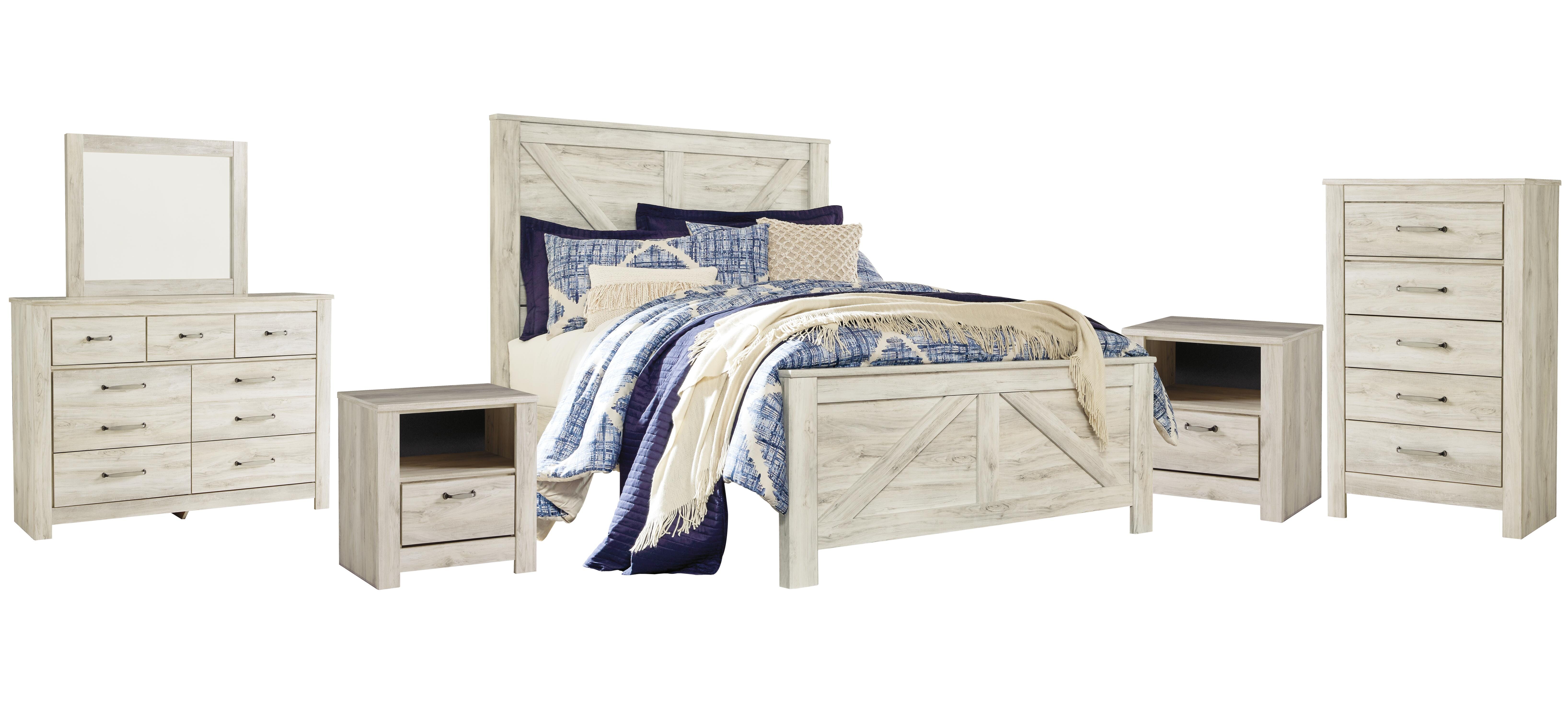 Click here for Bellaby Queen Crossbuck Panel Bed with Mirrored Dr... prices