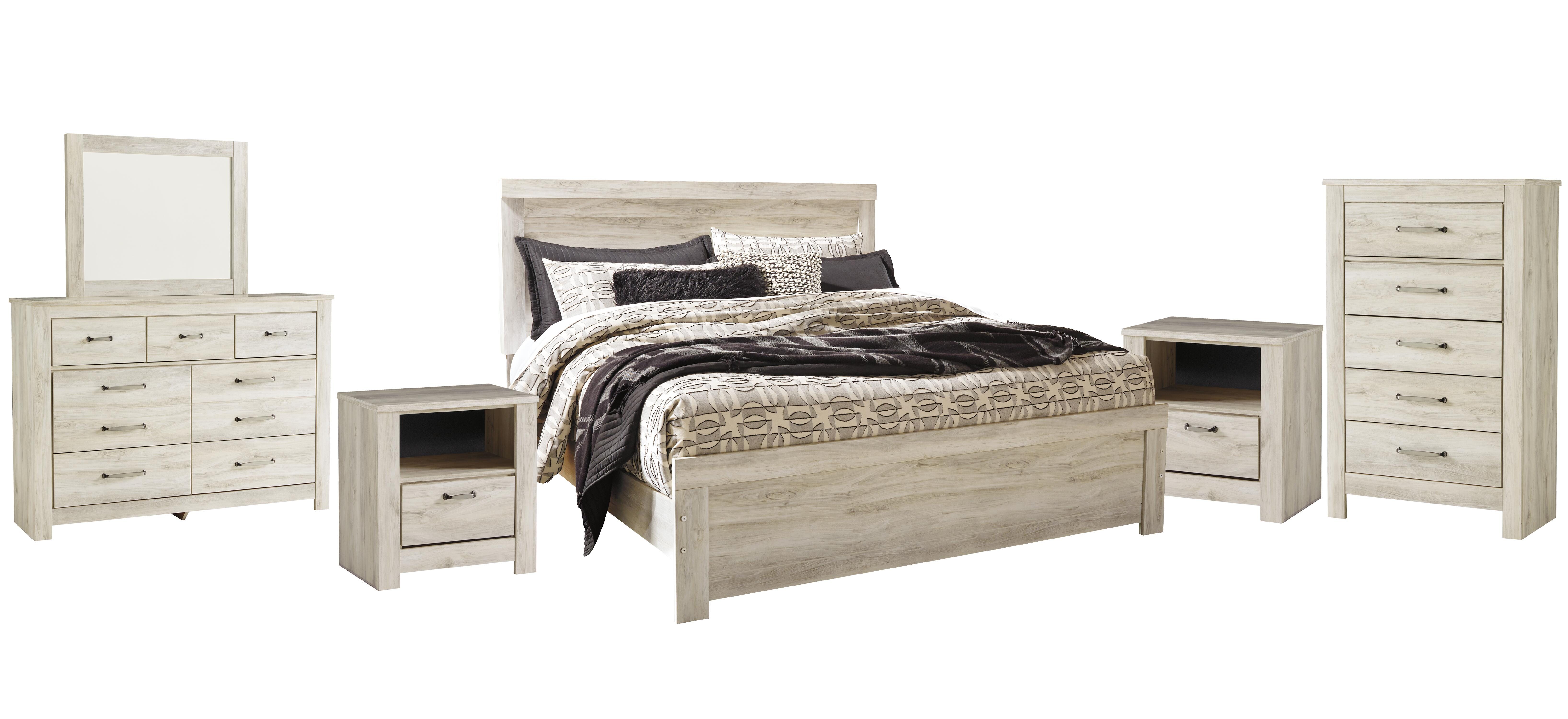 Click here for Bellaby King Panel Bed with Mirrored Dresser  Ches... prices