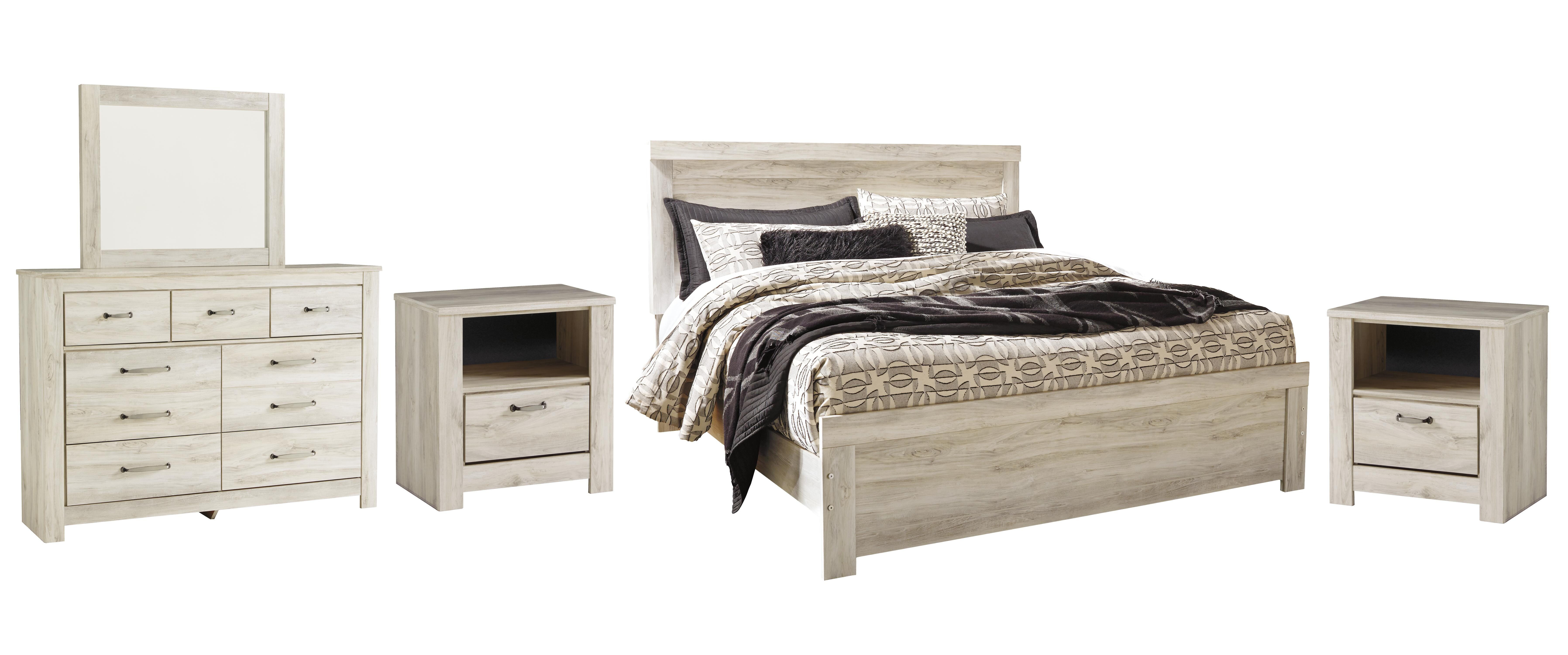 Click here for Bellaby King Panel Bed with Mirrored Dresser and 2... prices