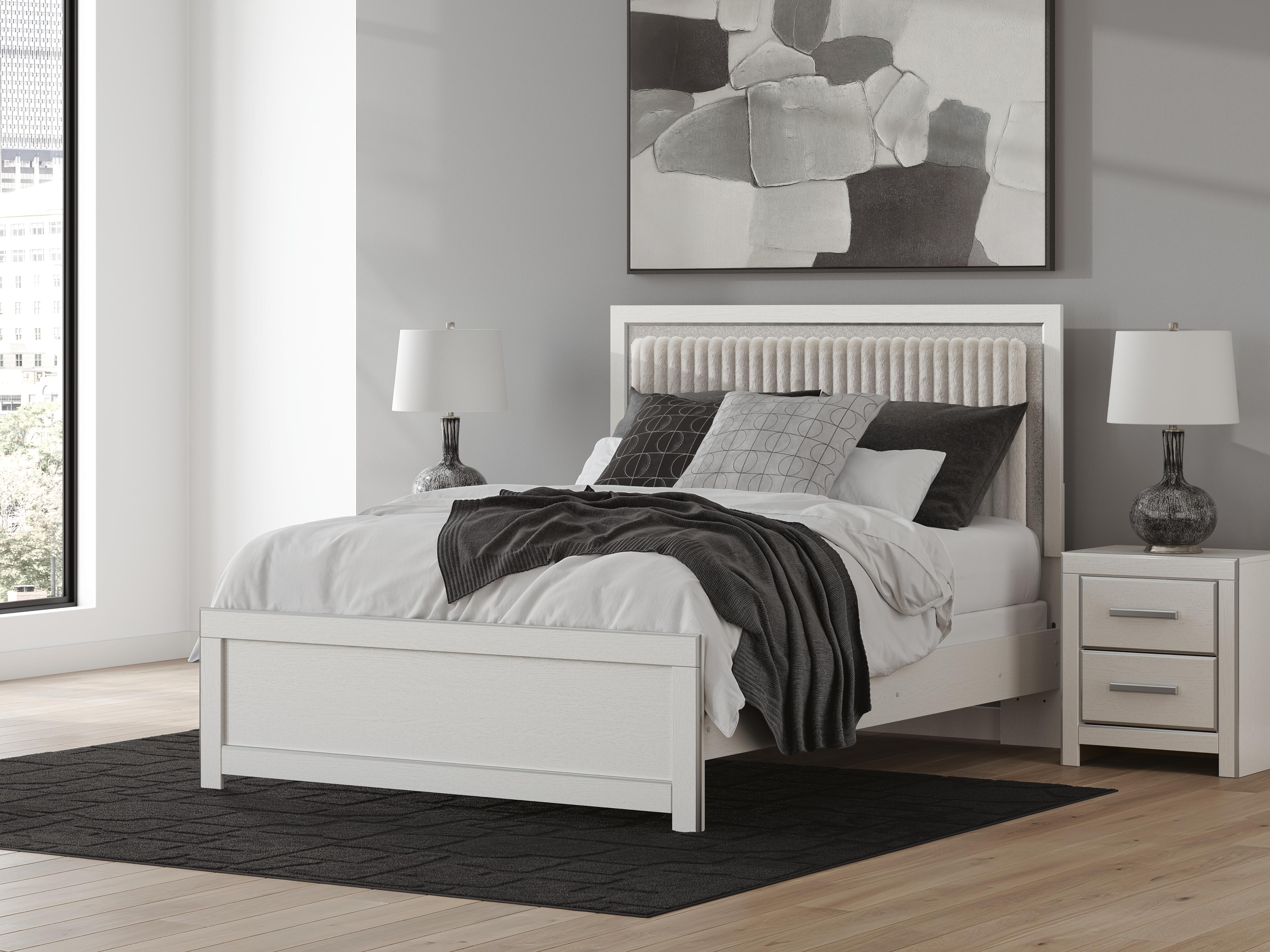 Click here for Birmonton Queen Upholstered Panel Bed  White prices