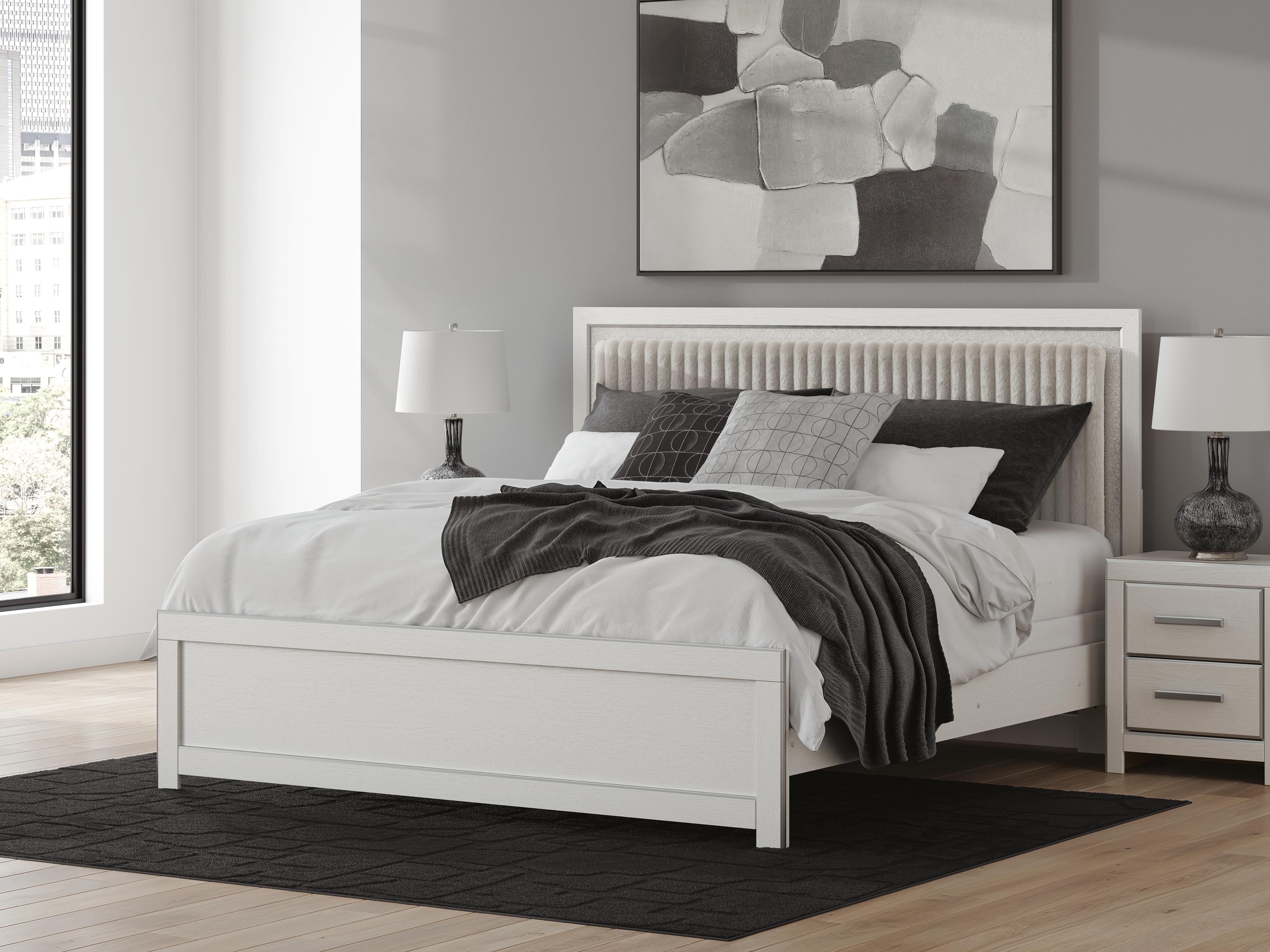 Click here for Birmonton King Upholstered Panel Bed  White prices