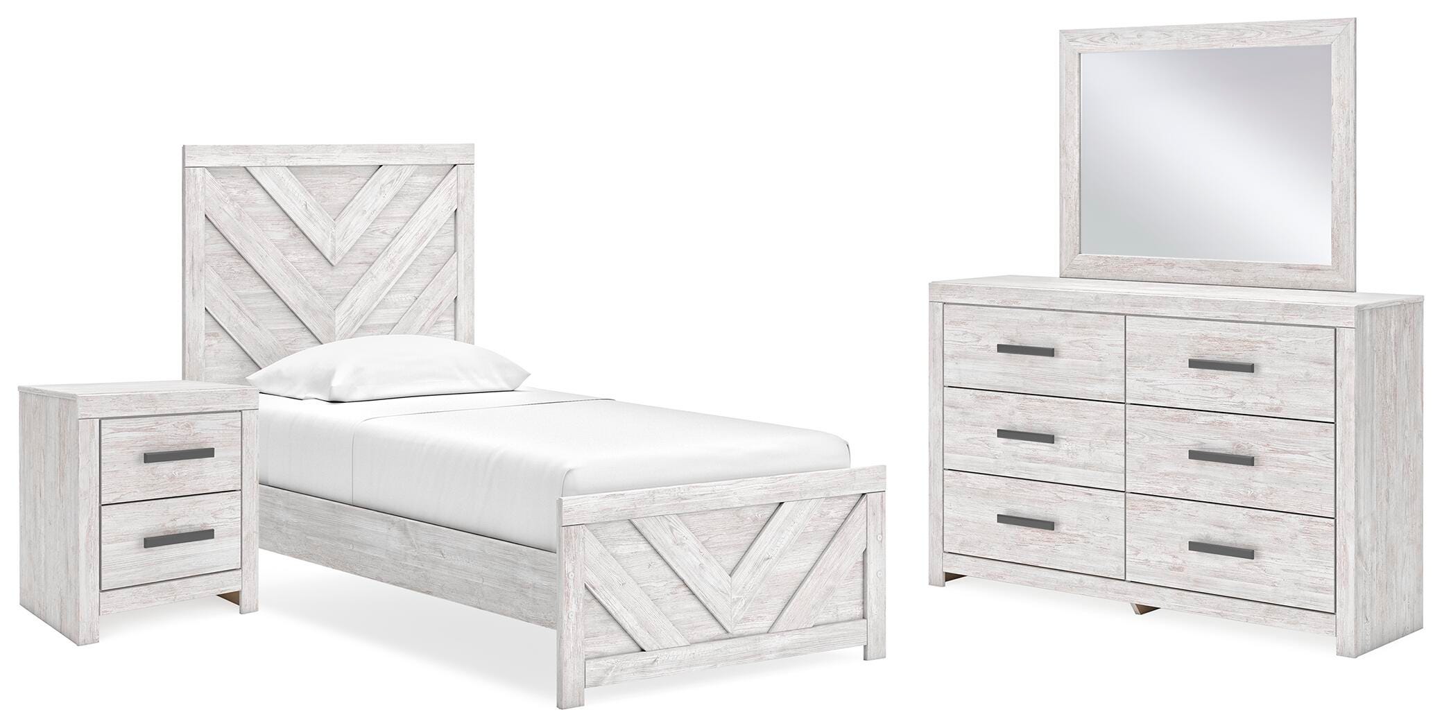 Click here for Cayboni Twin Panel Bed with Mirrored Dresser and N... prices