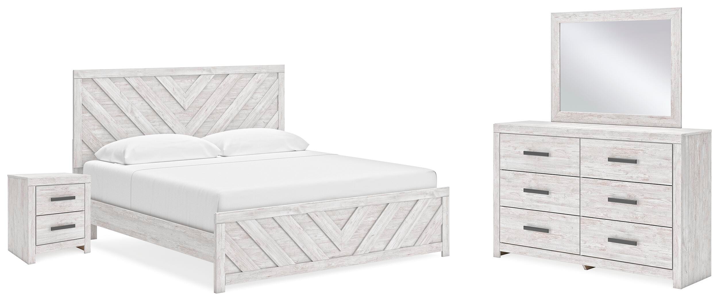 Click here for Cayboni King Panel Bed with Mirrored Dresser and N... prices