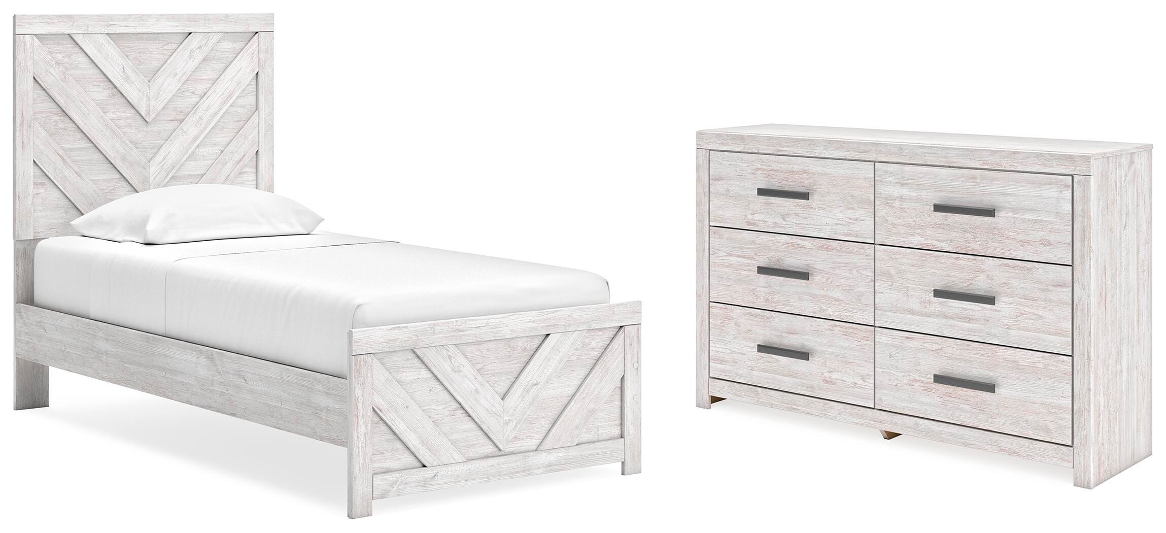 Click here for Cayboni Twin Panel Bed with Dresser  Whitewash prices