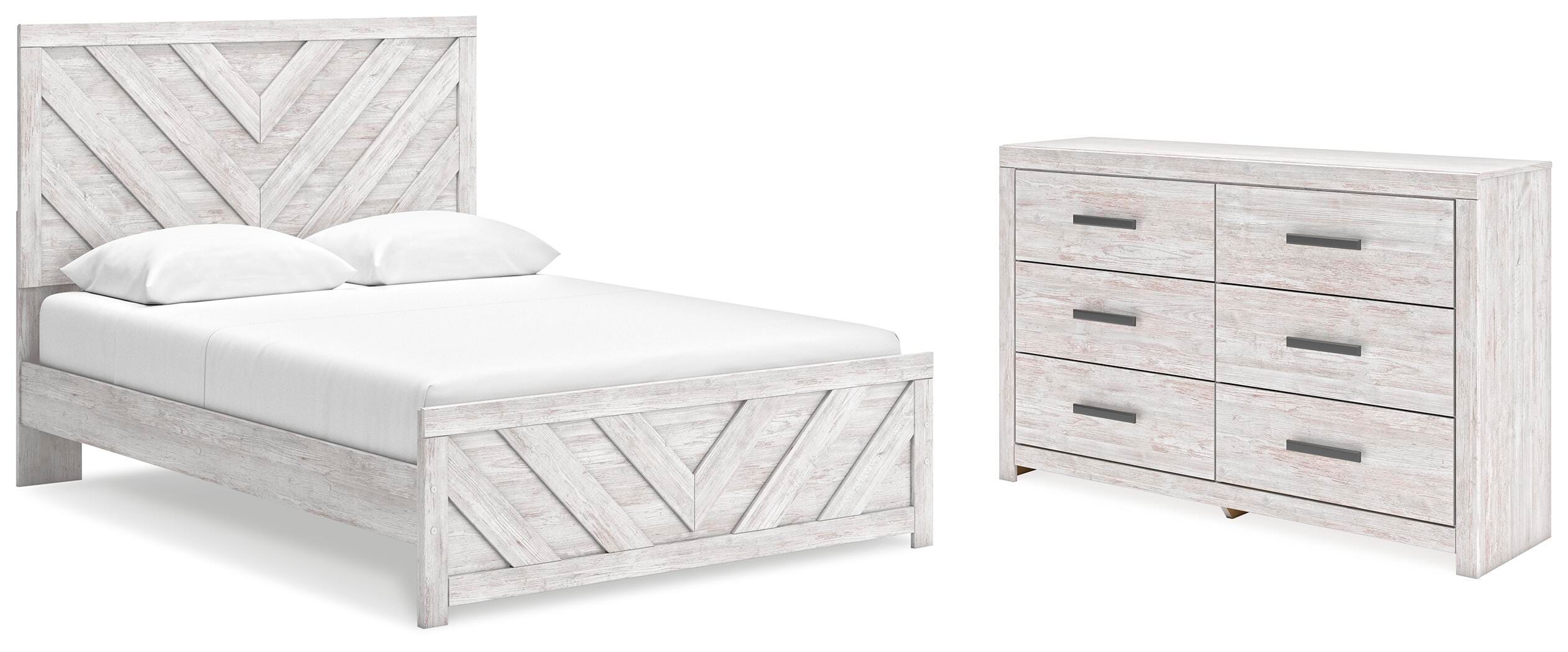 Click here for Cayboni Queen Panel Bed with Dresser  Whitewash prices