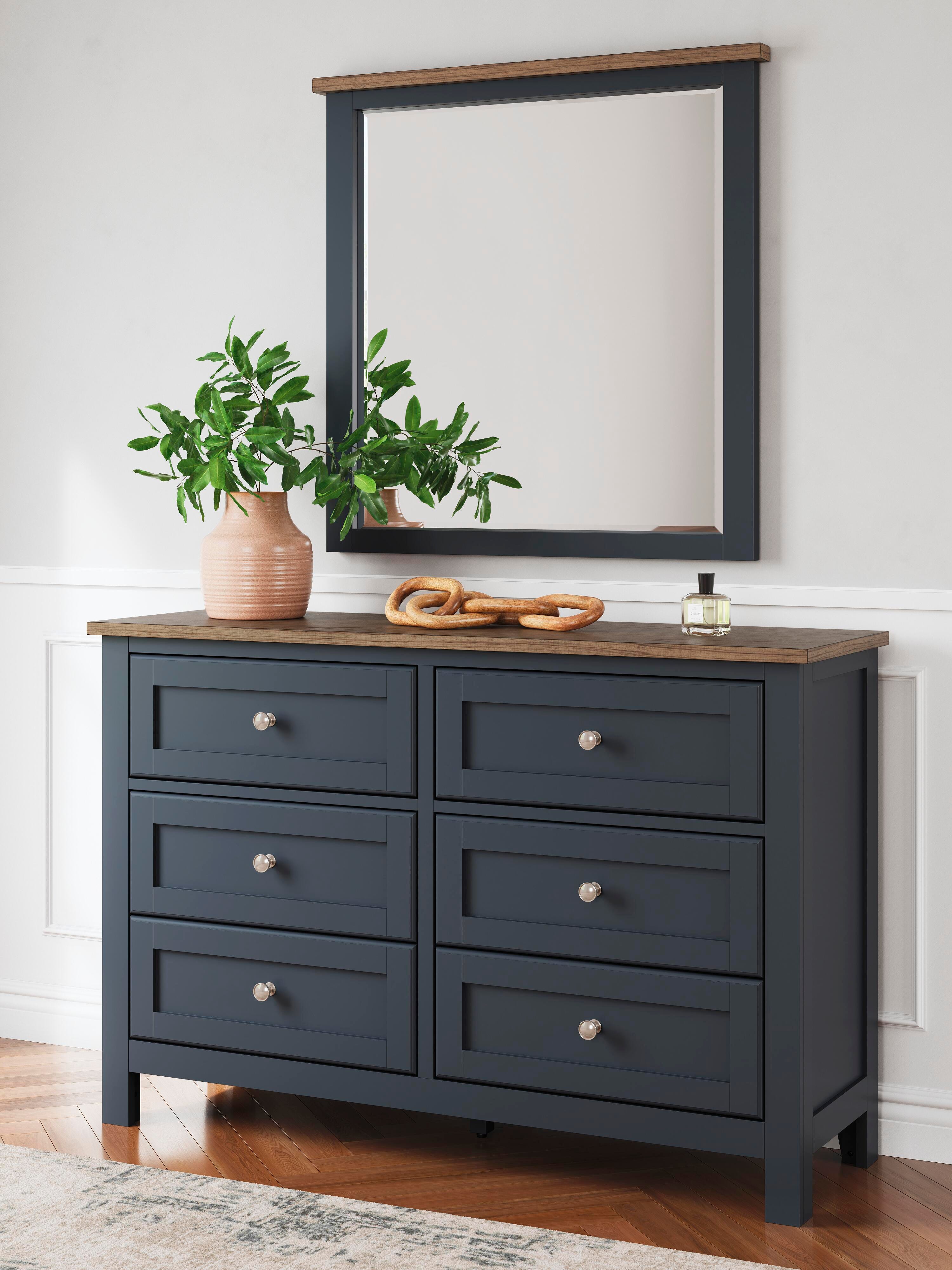 Click here for Landocken 6 Drawer Dresser and Mirror  Brown/Blue prices