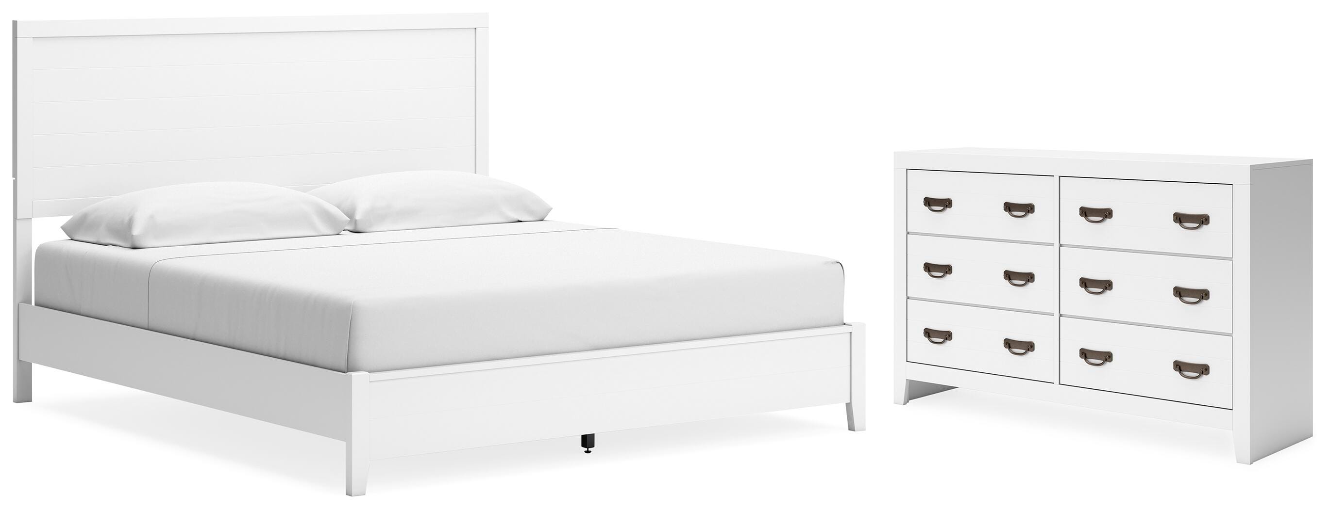 Click here for Binterglen King Panel Bed with Dresser  White prices