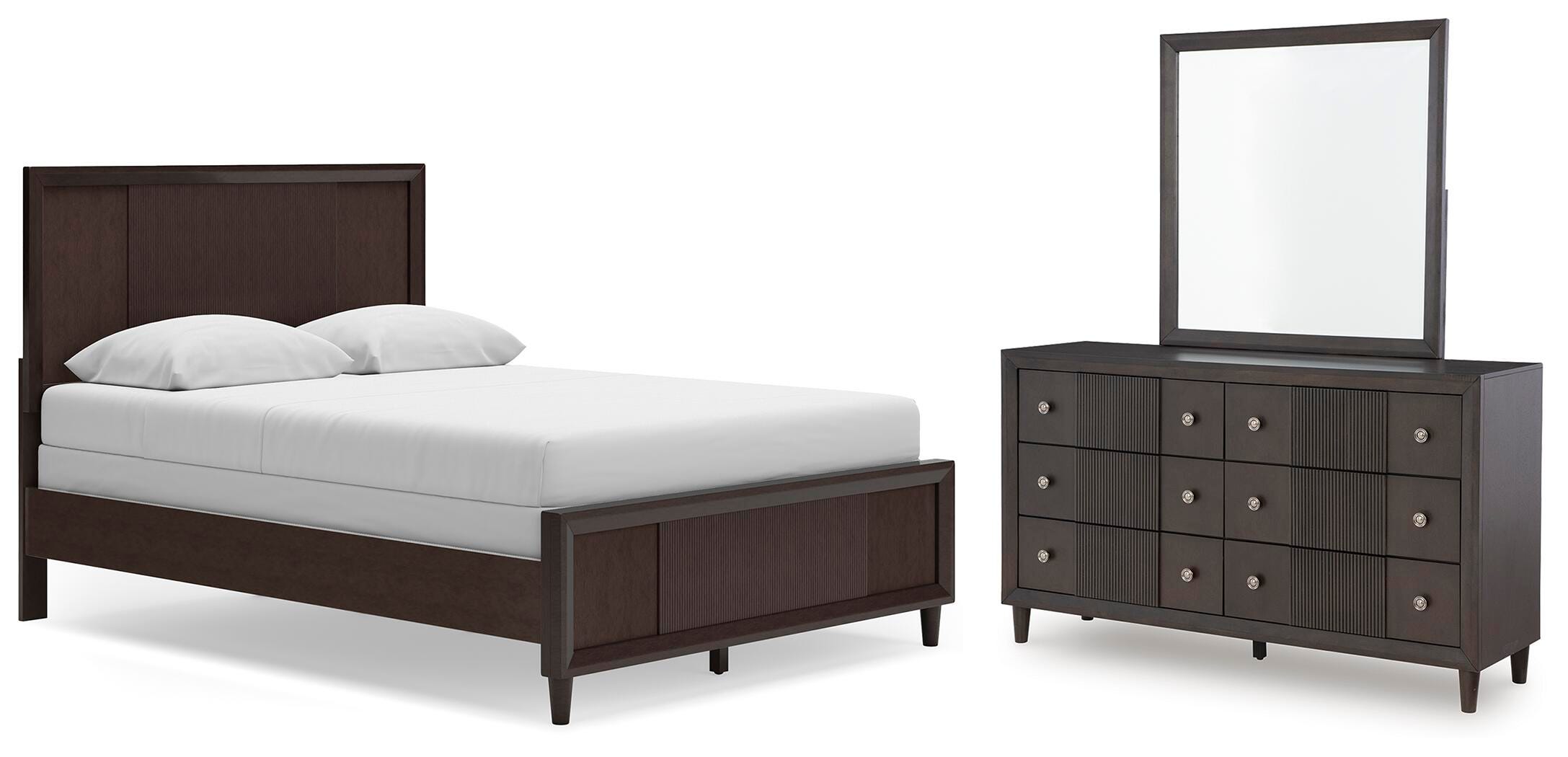 Click here for Urbantrack Queen Panel Bed with Mirrored Dresser... prices