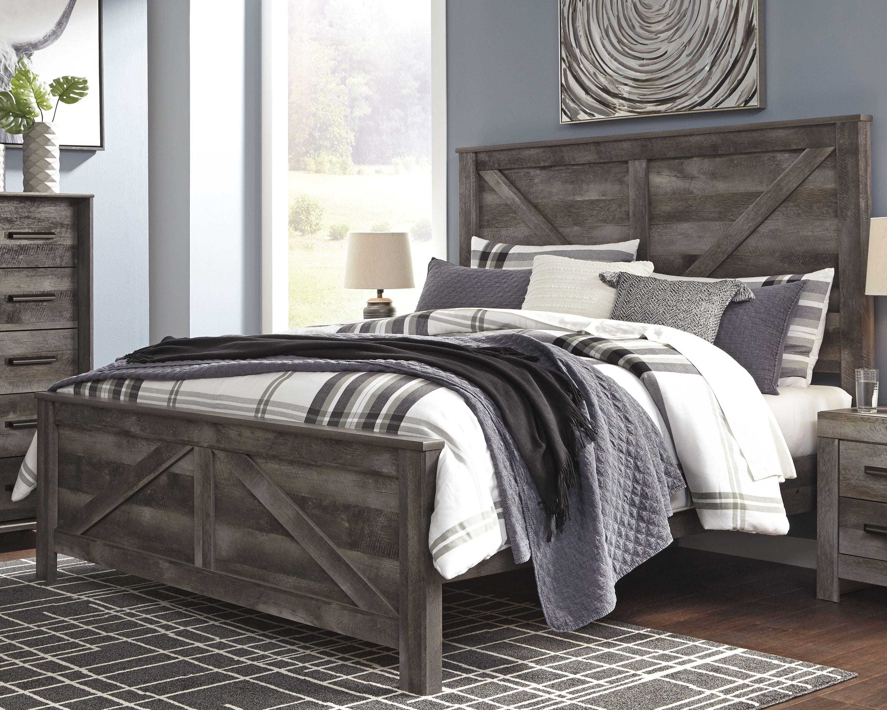 Click here for Wynnlow King Crossbuck Panel Bed  Gray prices