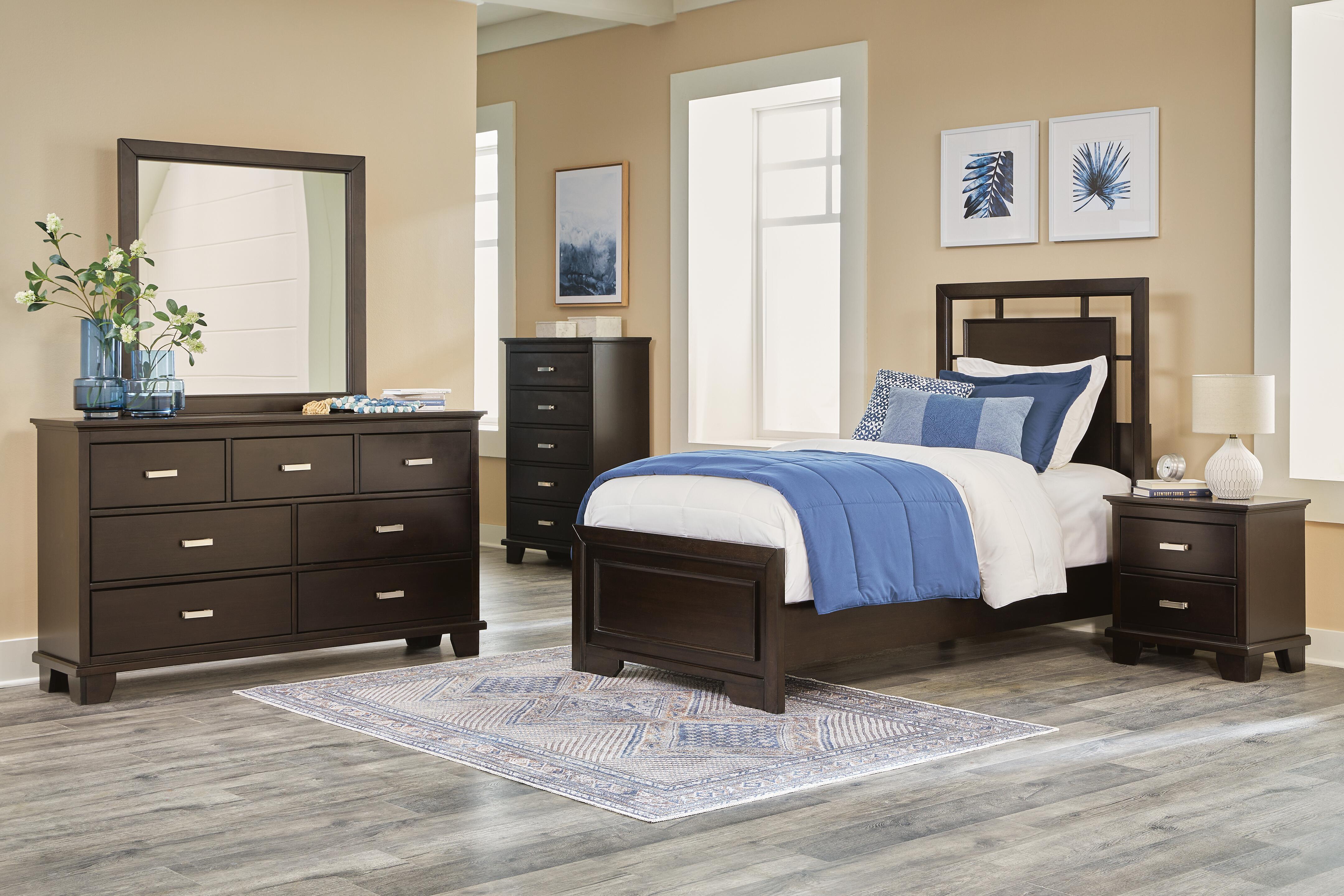 Click here for Covetown Twin Panel Bed with Mirrored Dresser  Che... prices