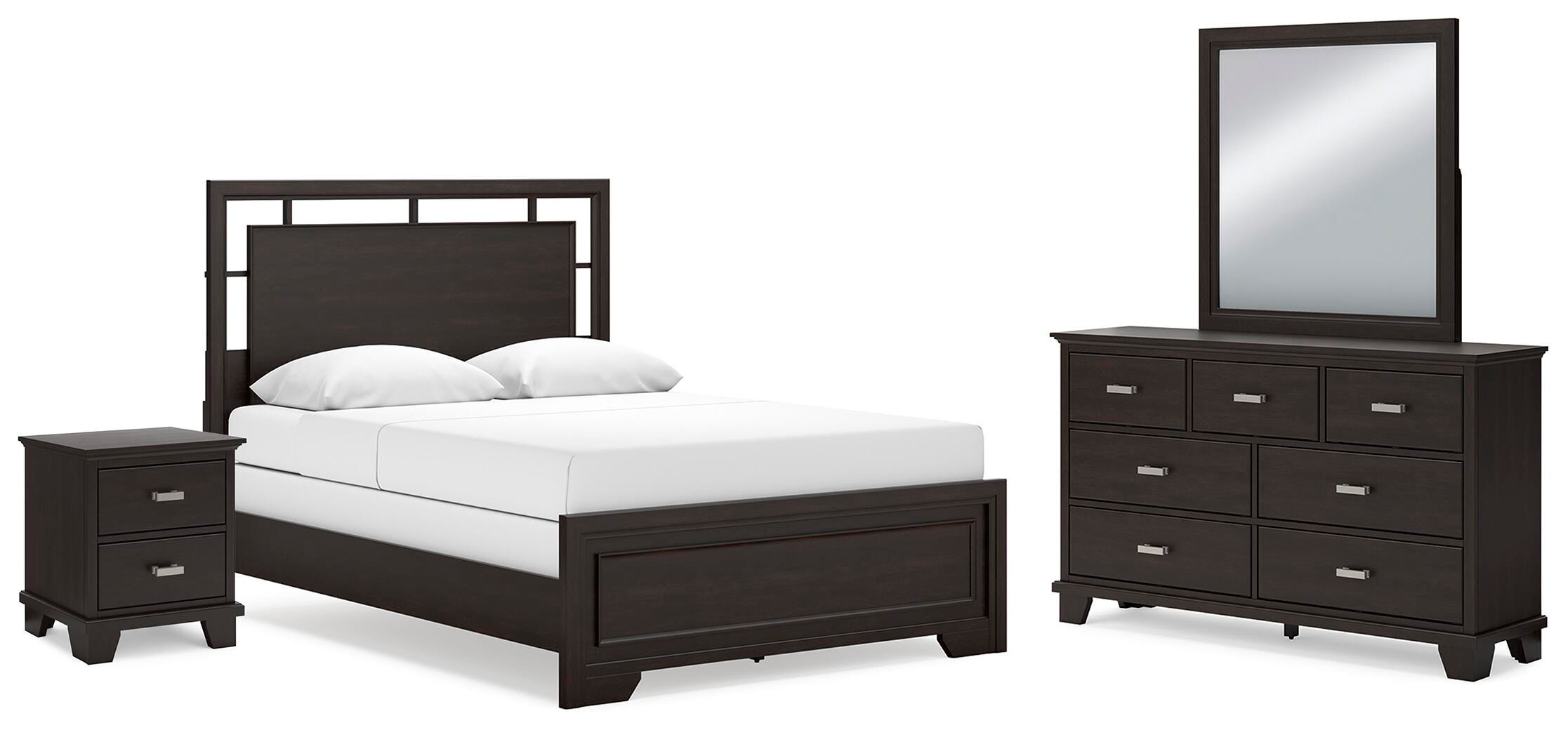 Click here for Covetown Queen Panel Bed with Mirrored Dresser and... prices