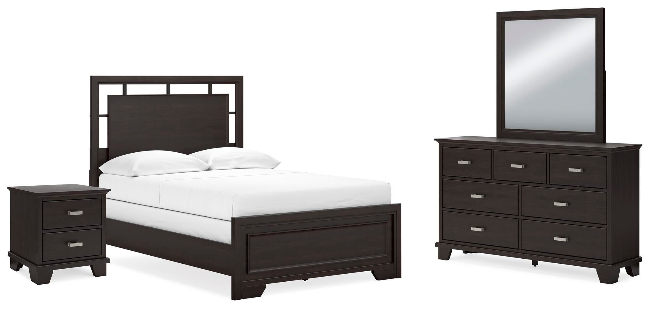 Click here for Covetown Full Panel Bed with Mirrored Dresser and... prices