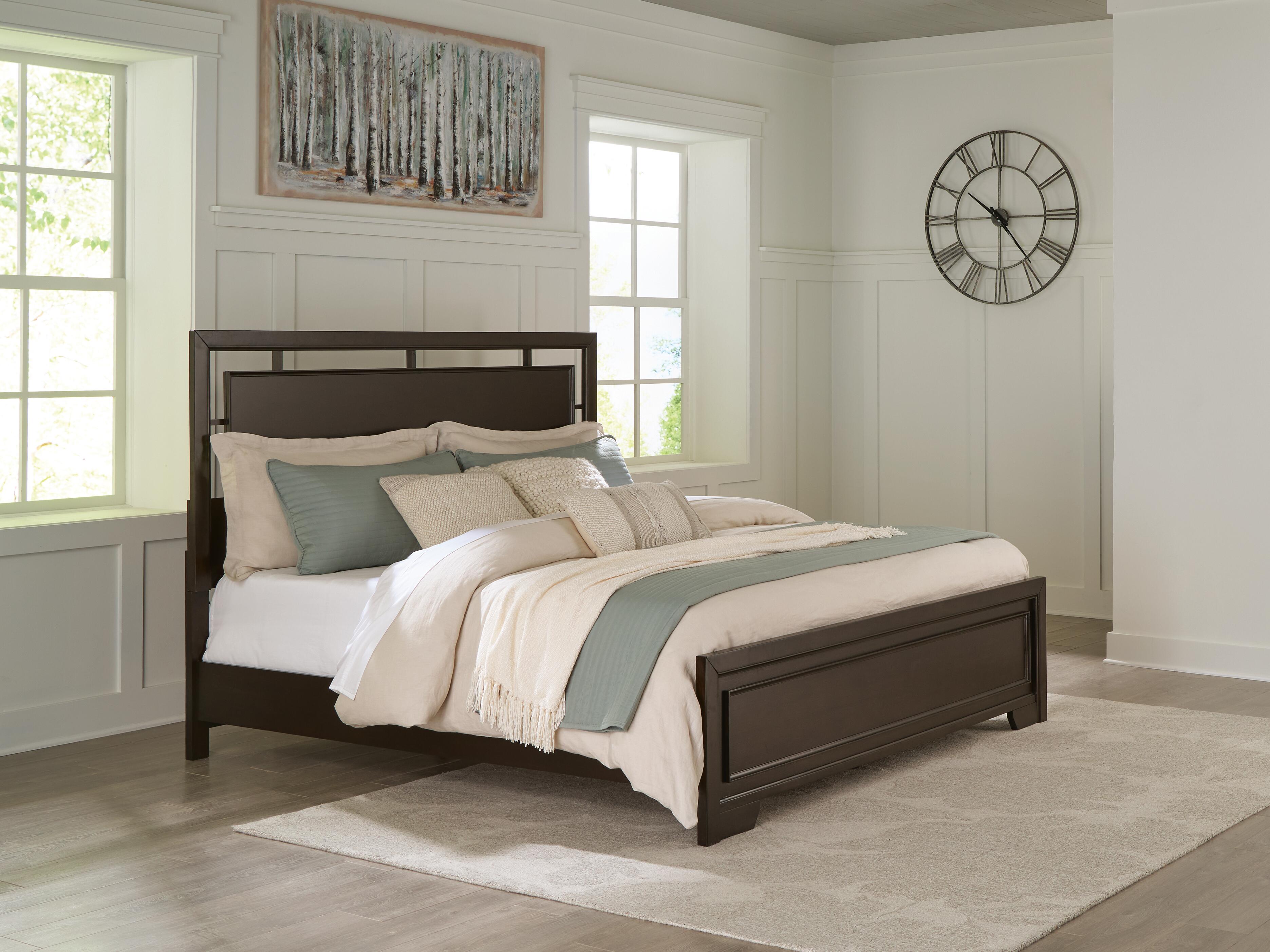 Click here for Covetown King Panel Bed  Dark Brown prices