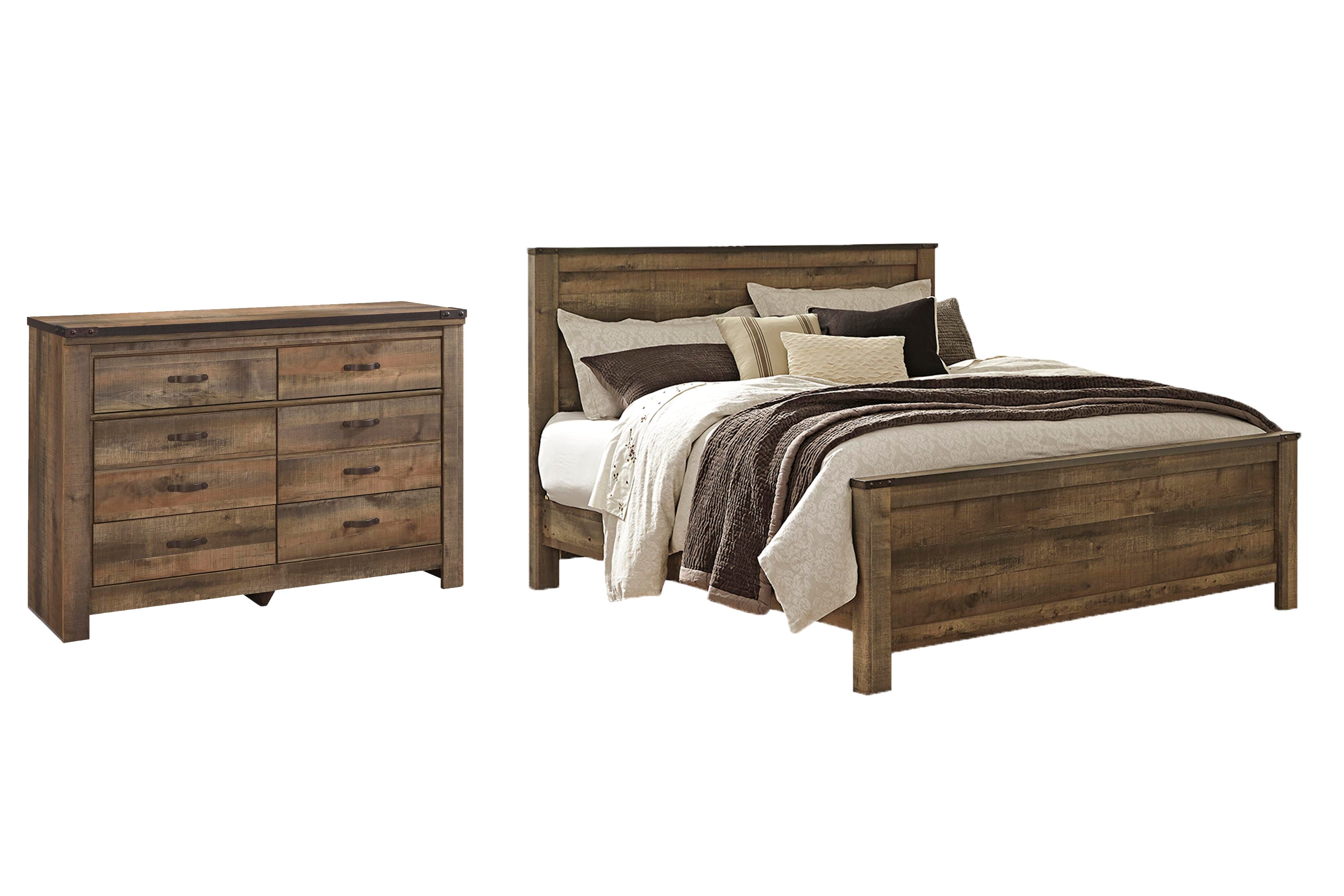 Click here for Trinell King Panel Bed with Dresser  Brown prices