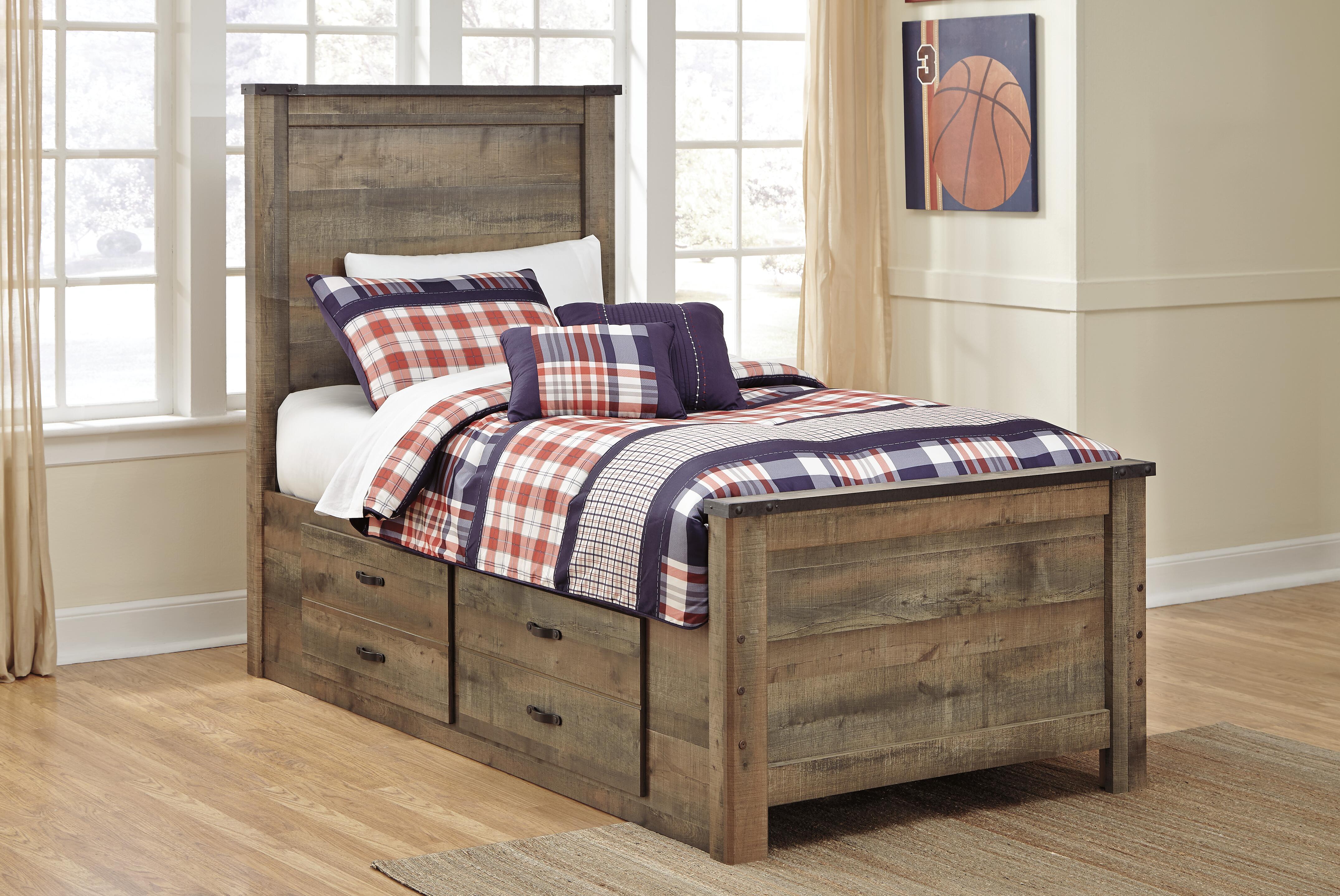 Click here for Trinell Twin Panel Bed with 2 Storage Drawers  Bro... prices