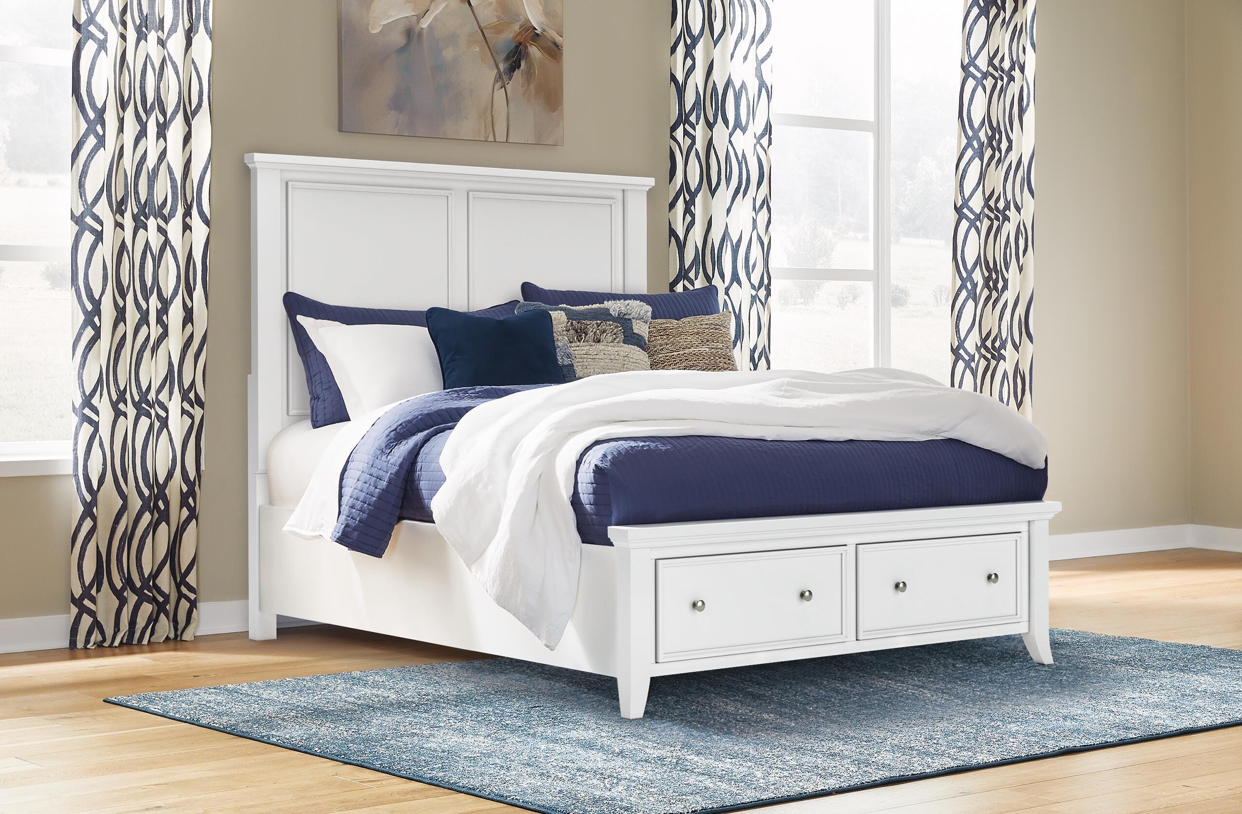 Click here for Trulani Queen Panel Storage Bed  White prices