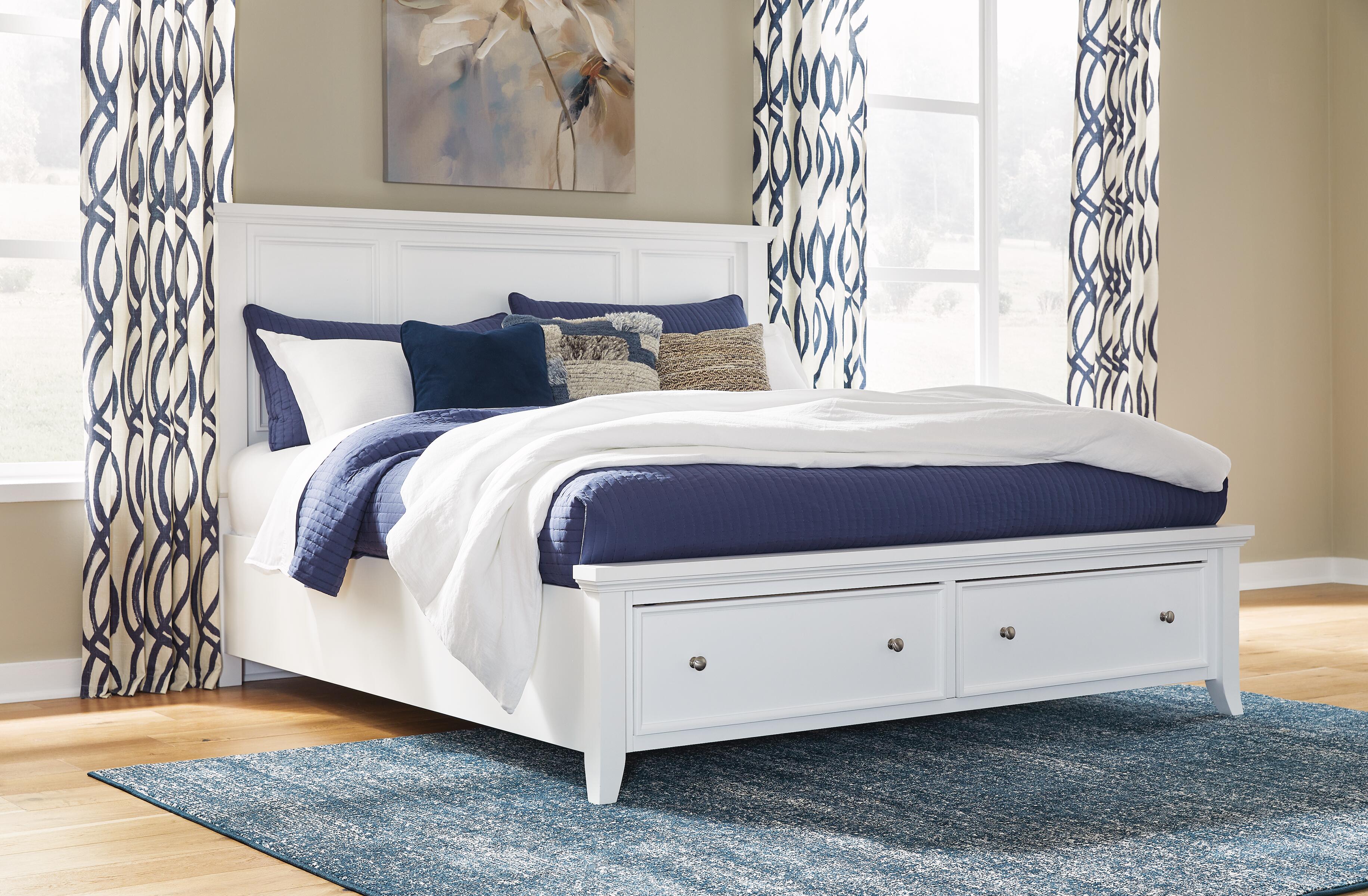 Click here for Trulani King Panel Storage Bed  White prices