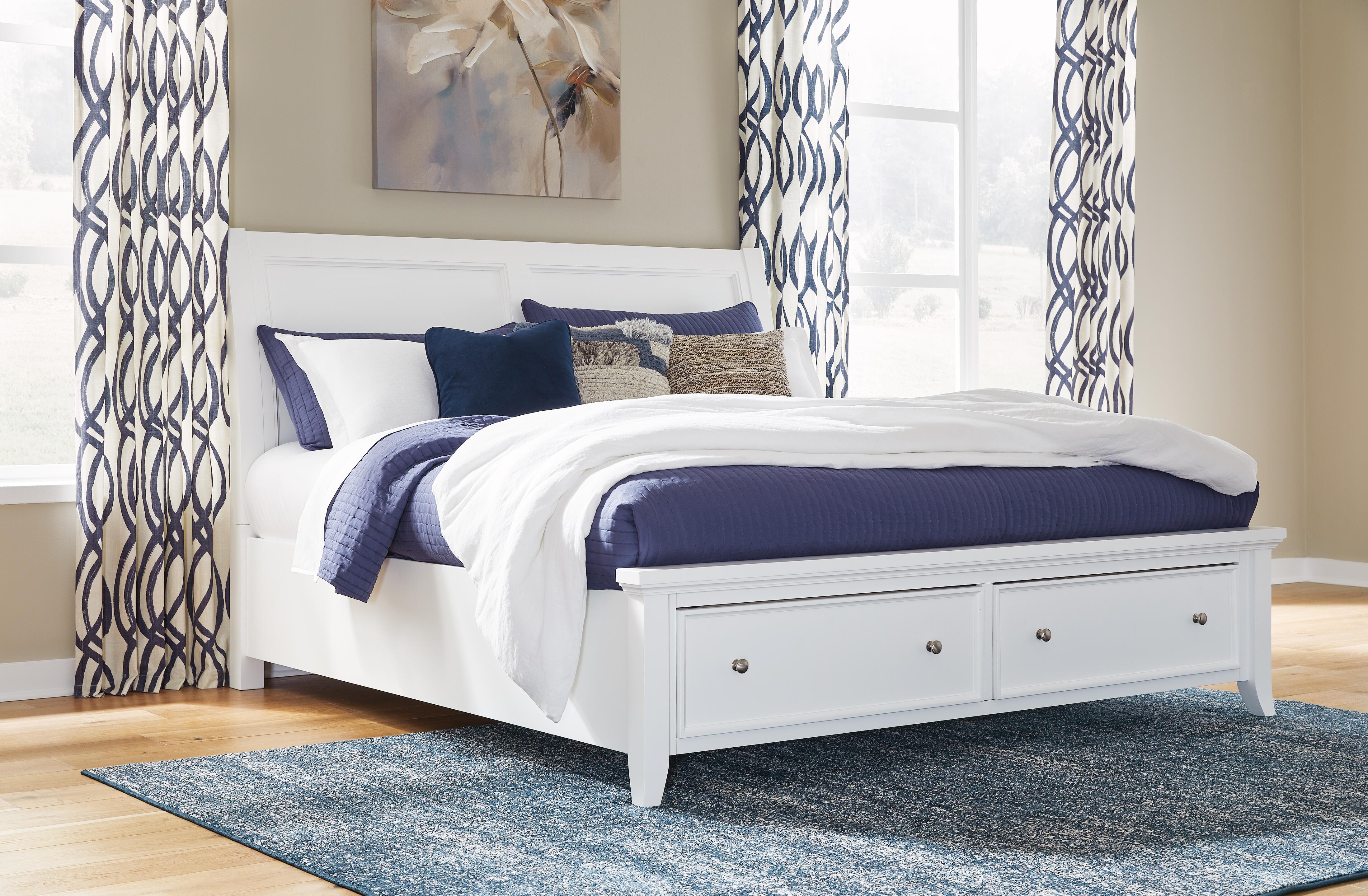 Click here for Trulani King Sleigh Storage Bed  White prices