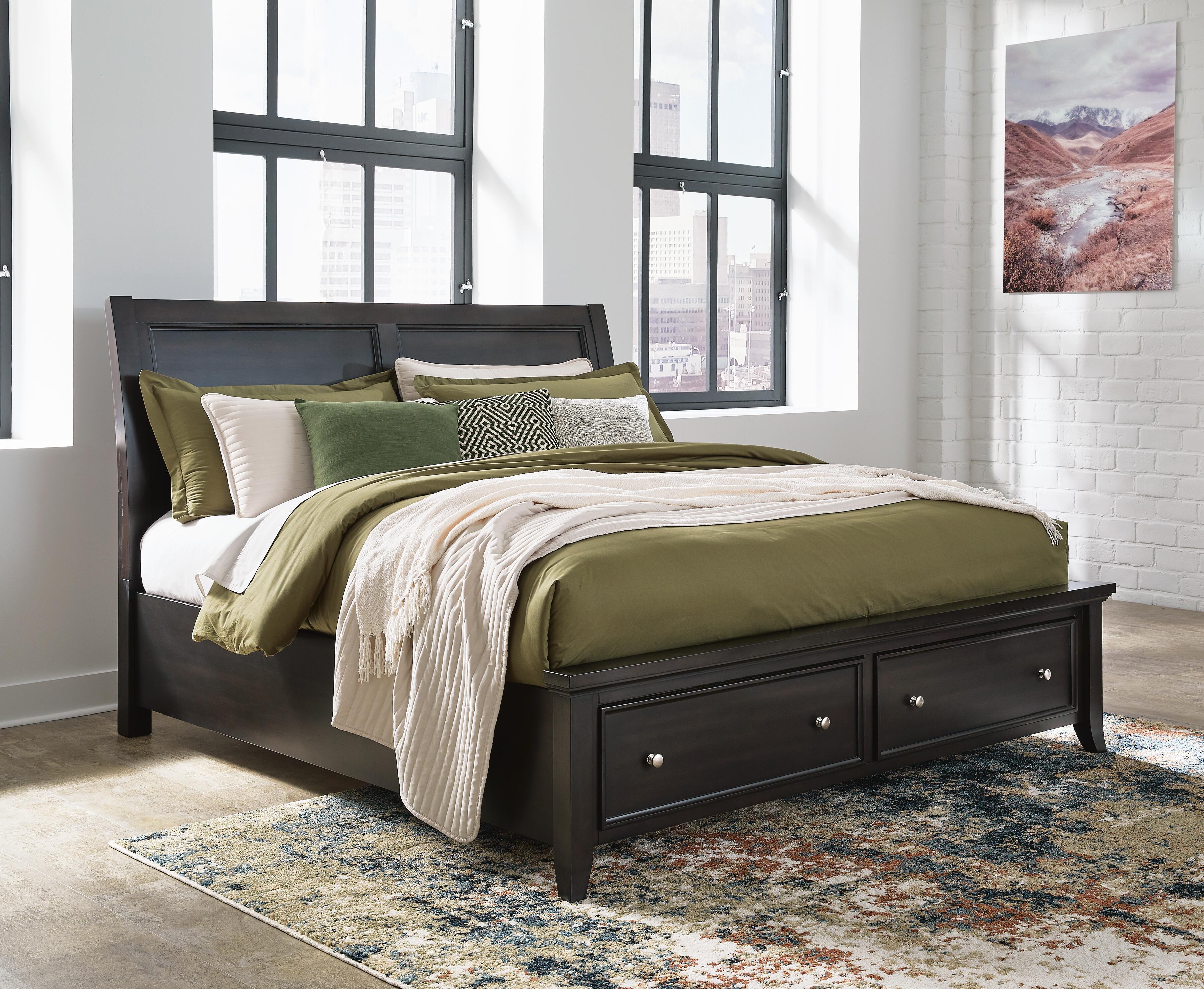 Click here for Bambori King Sleigh Storage Bed  Dark Brown prices