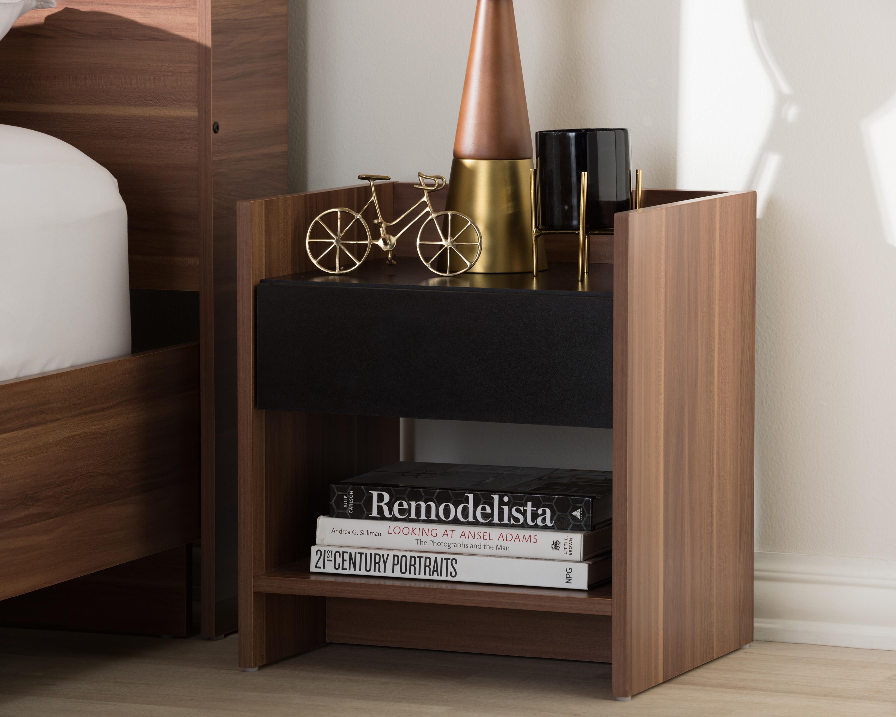 Click here for Vanda 1-Drawer Nightstand  Walnut/Black prices