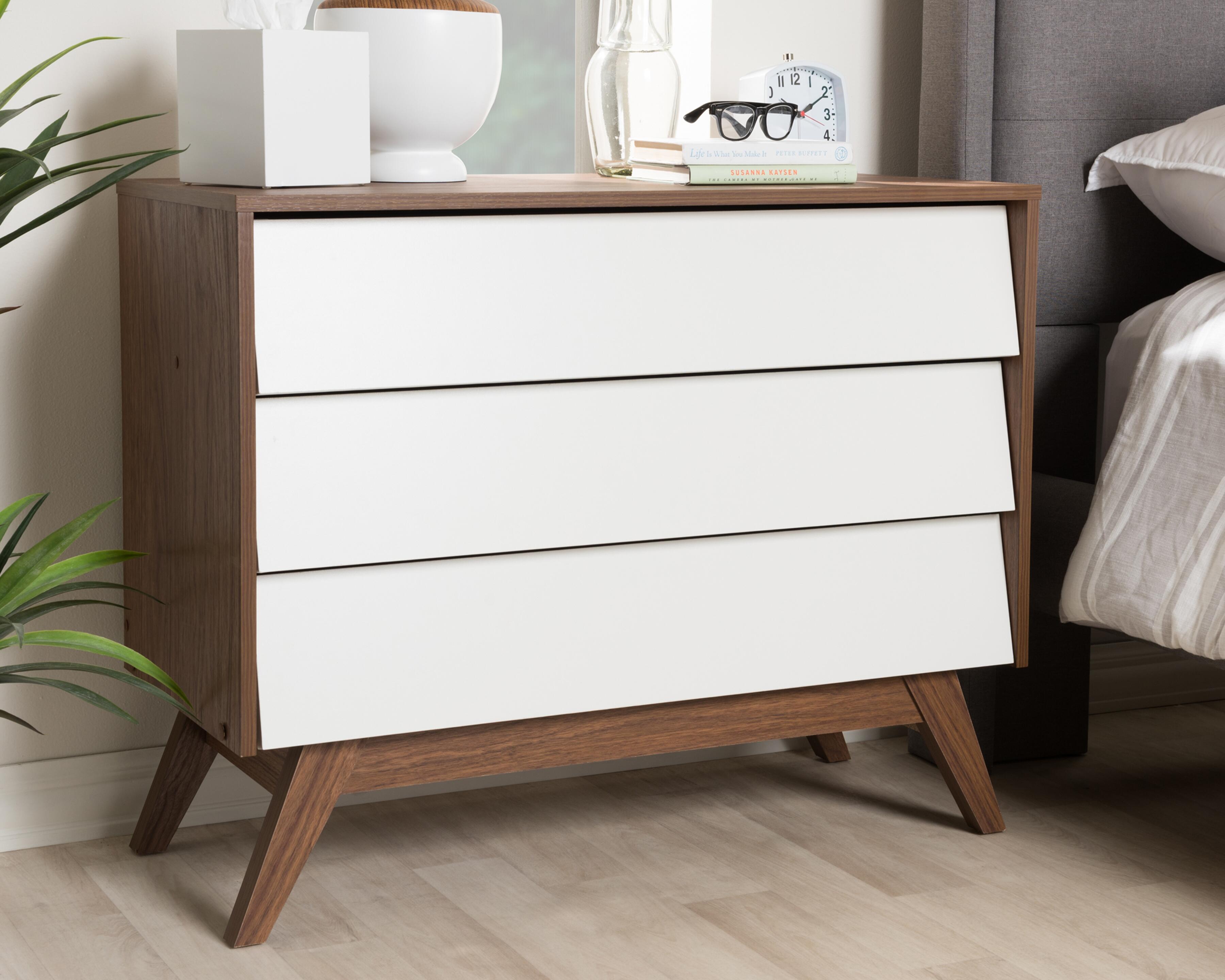 Click here for Hildon 3-Drawer Storage Chest  Walnut/White prices