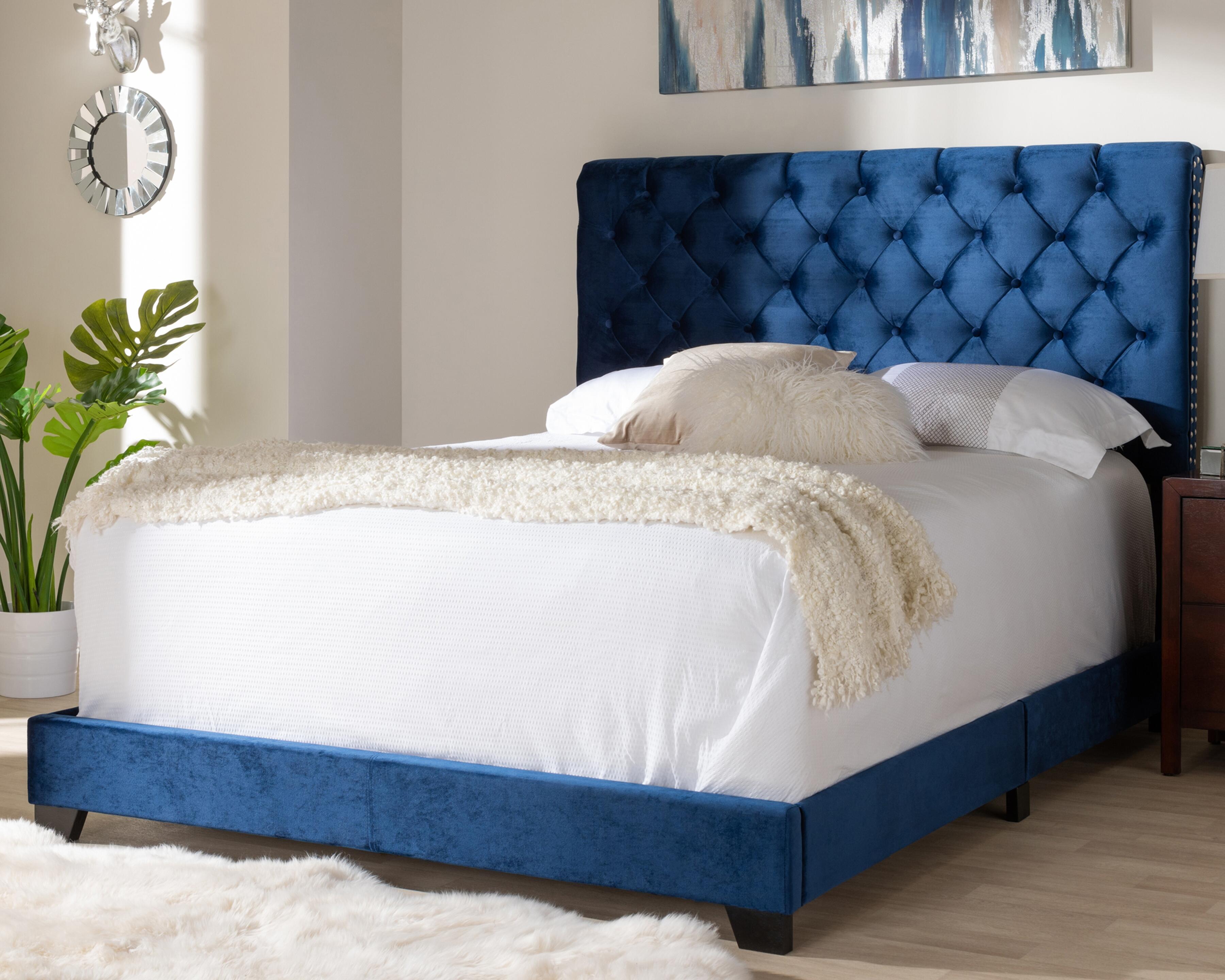 Click here for Velvet Upholstered Bed  Navy prices