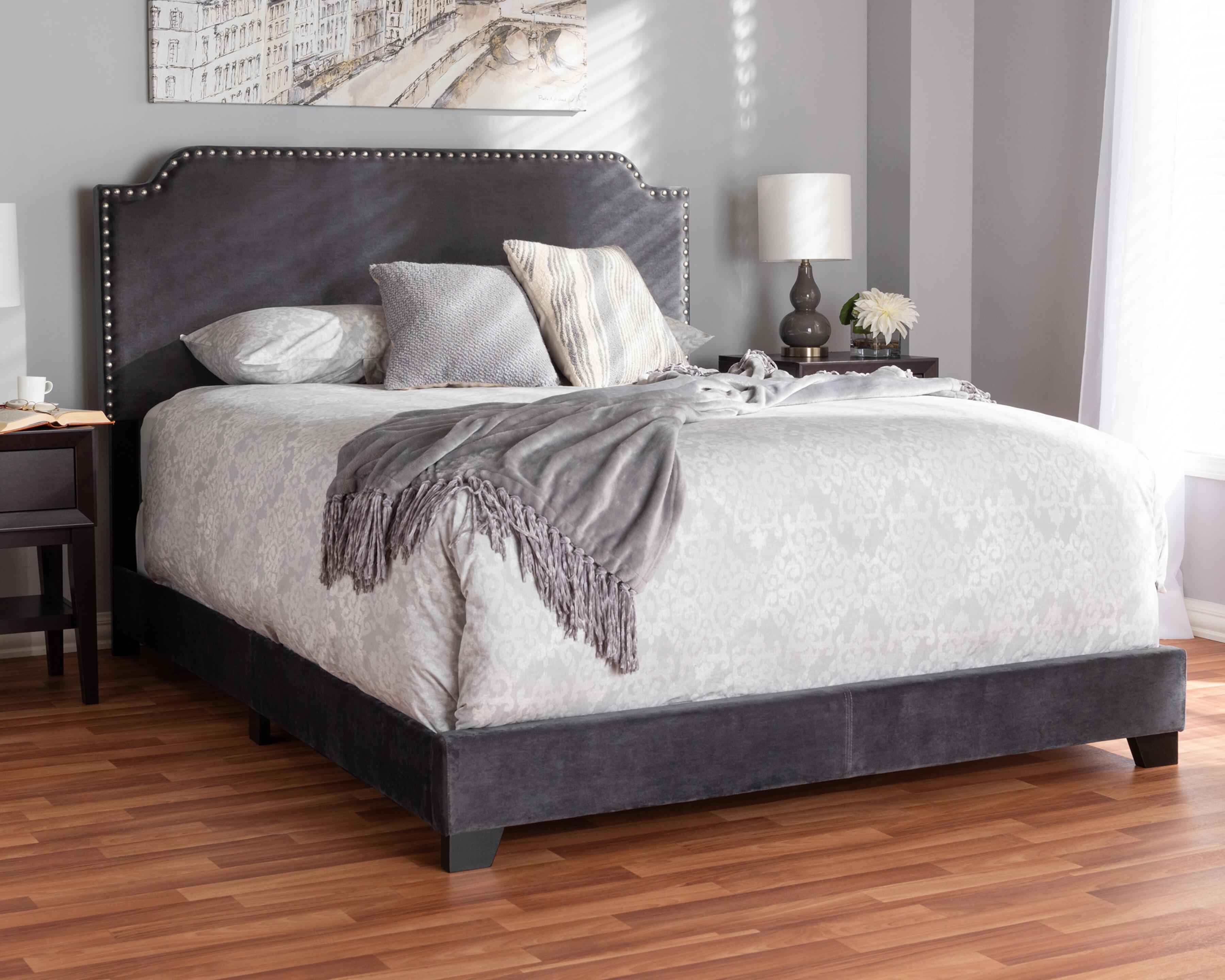 Click here for Velvet Full Upholstered Bed  Dark Gray prices