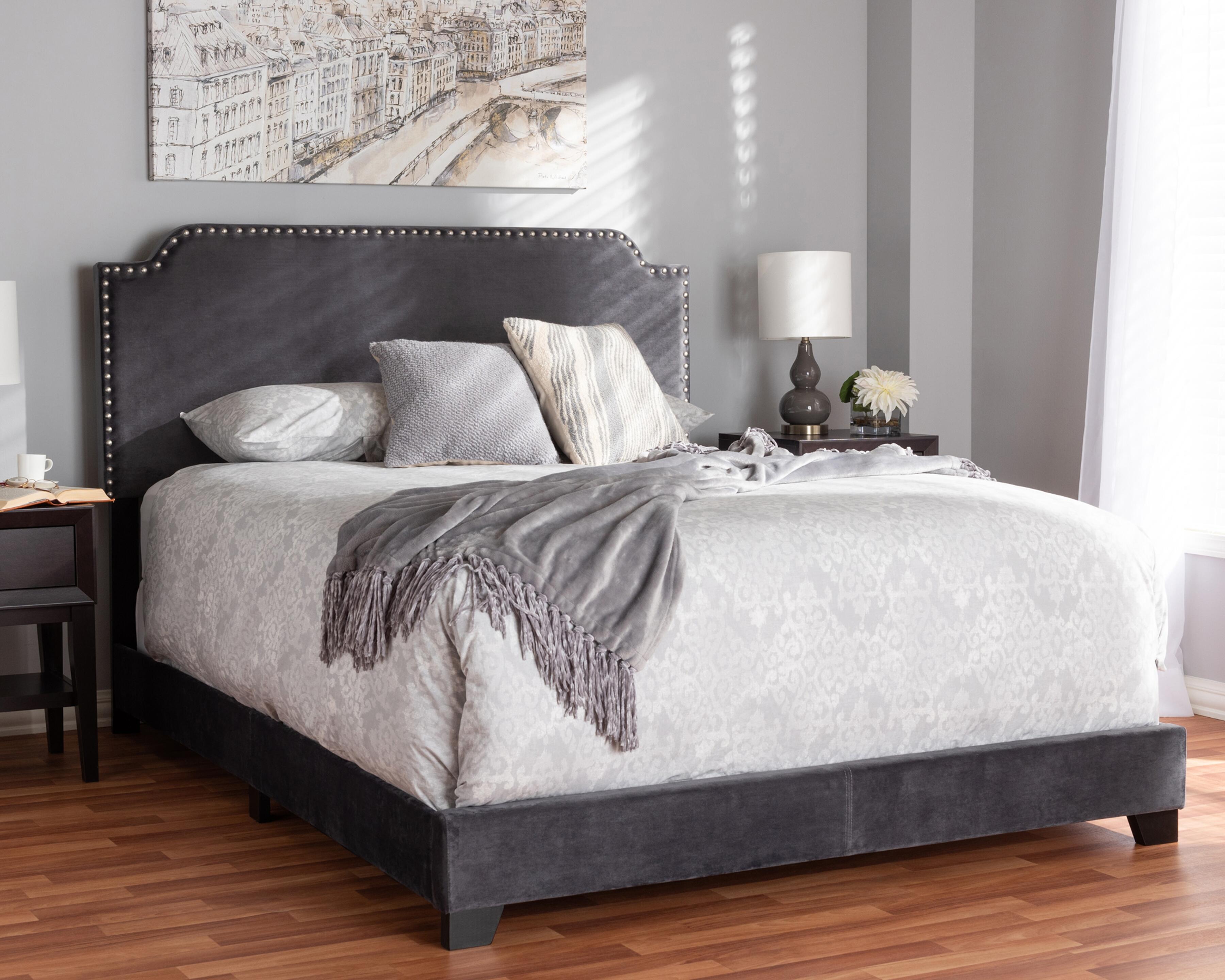 Click here for Velvet Upholstered Bed  Dark Gray prices