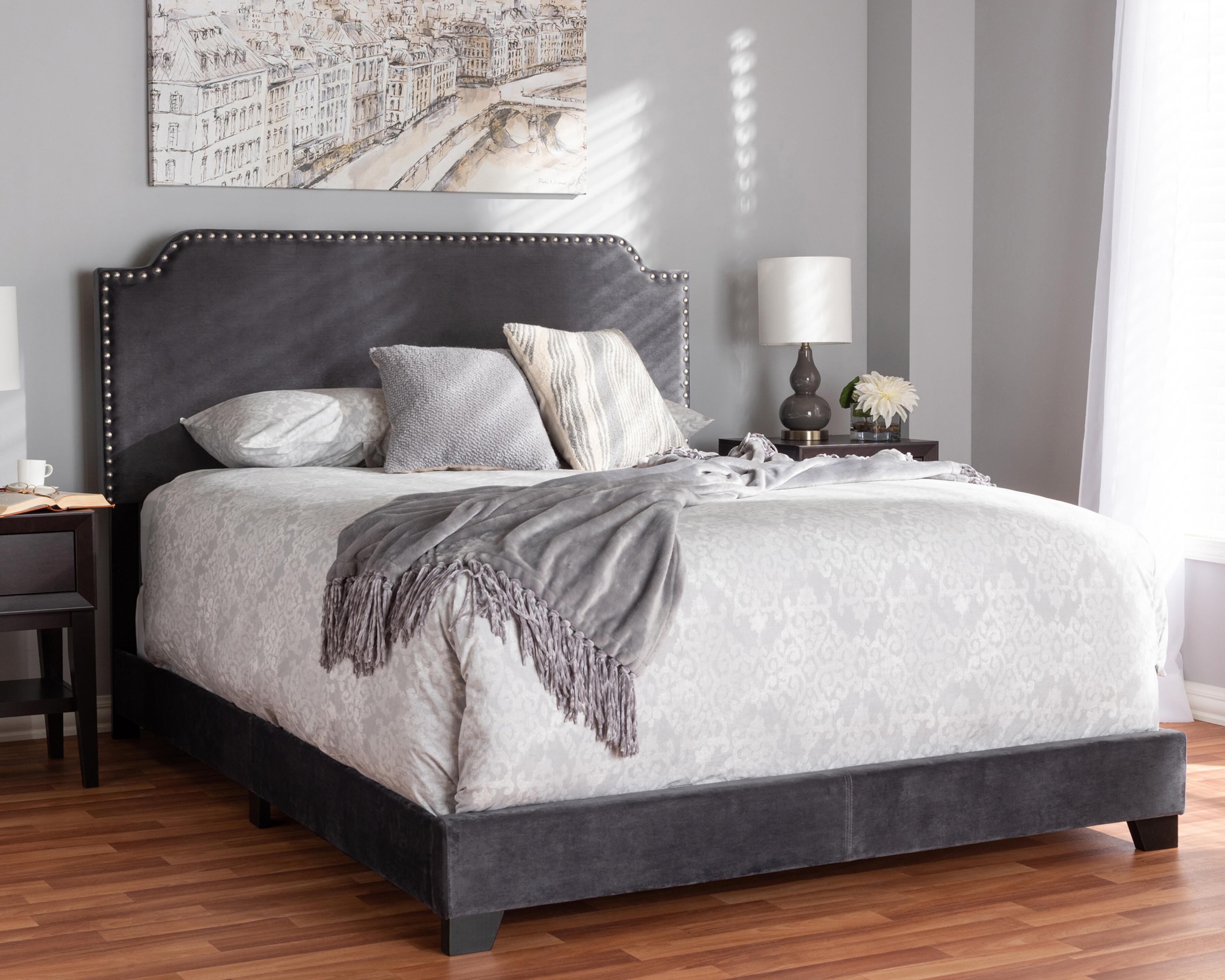 Click here for Velvet Upholstered Bed  Dark Gray prices