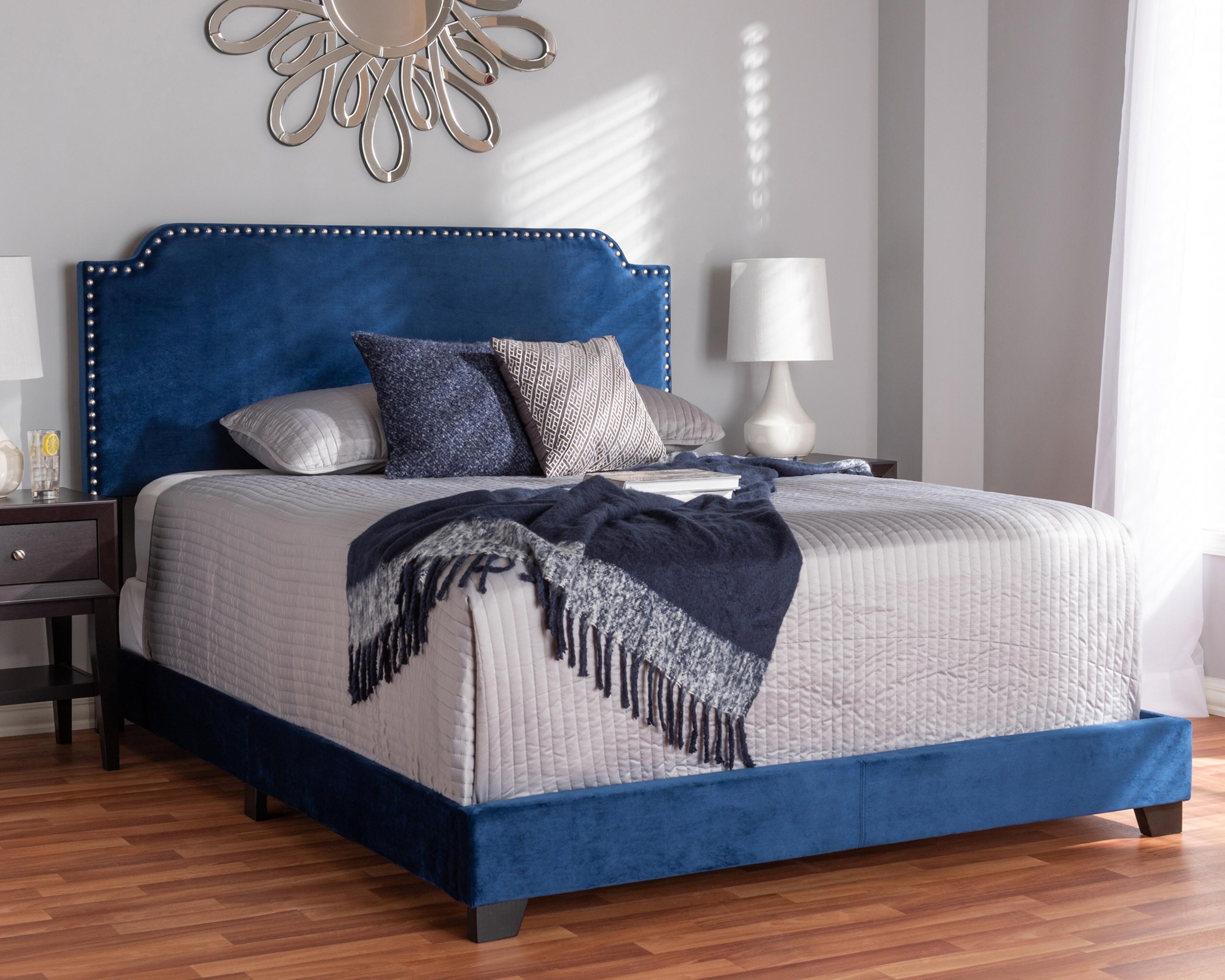 Click here for Velvet Full Upholstered Bed  Navy prices
