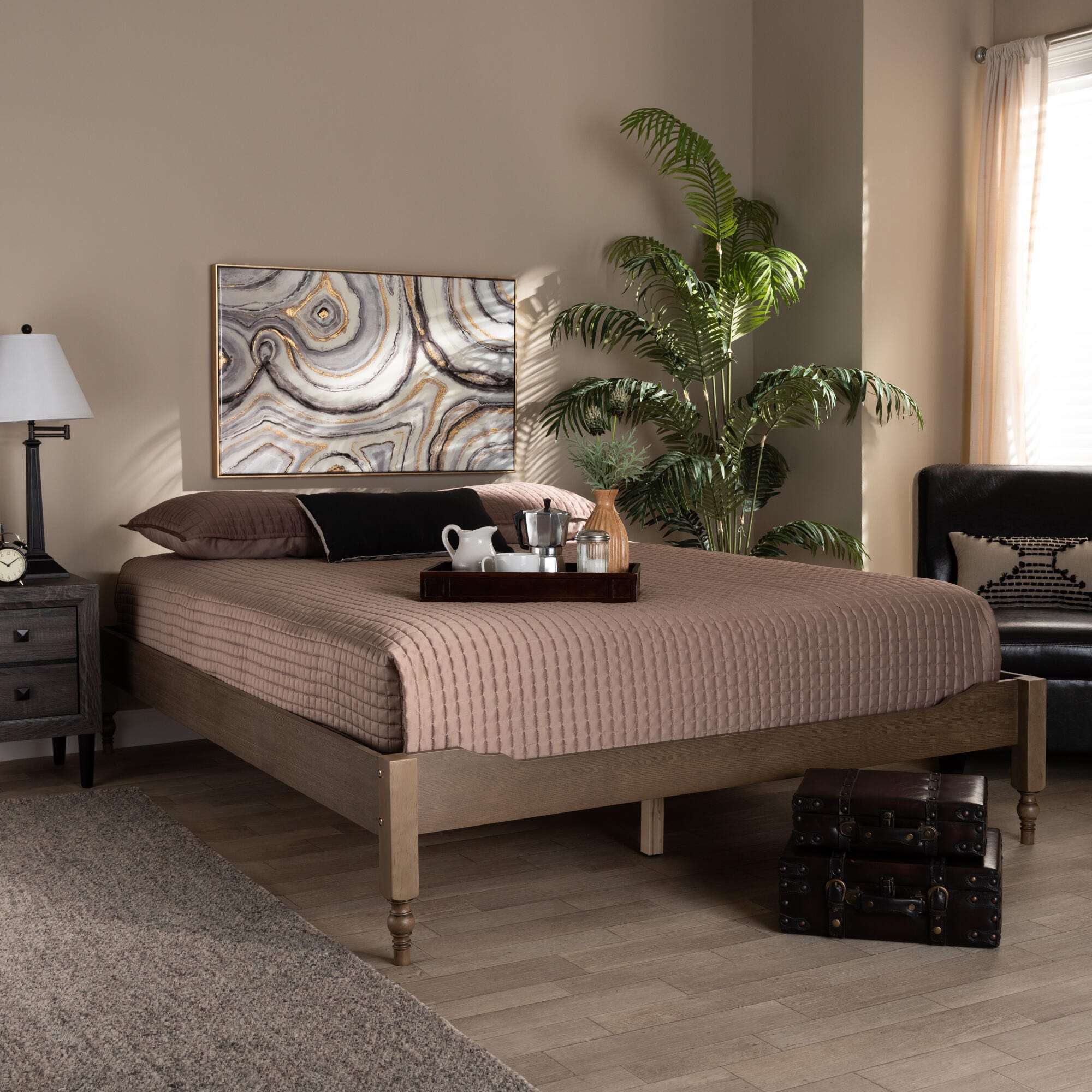 Click here for Laure French Bohemian Weathered Queen Platform Bed... prices