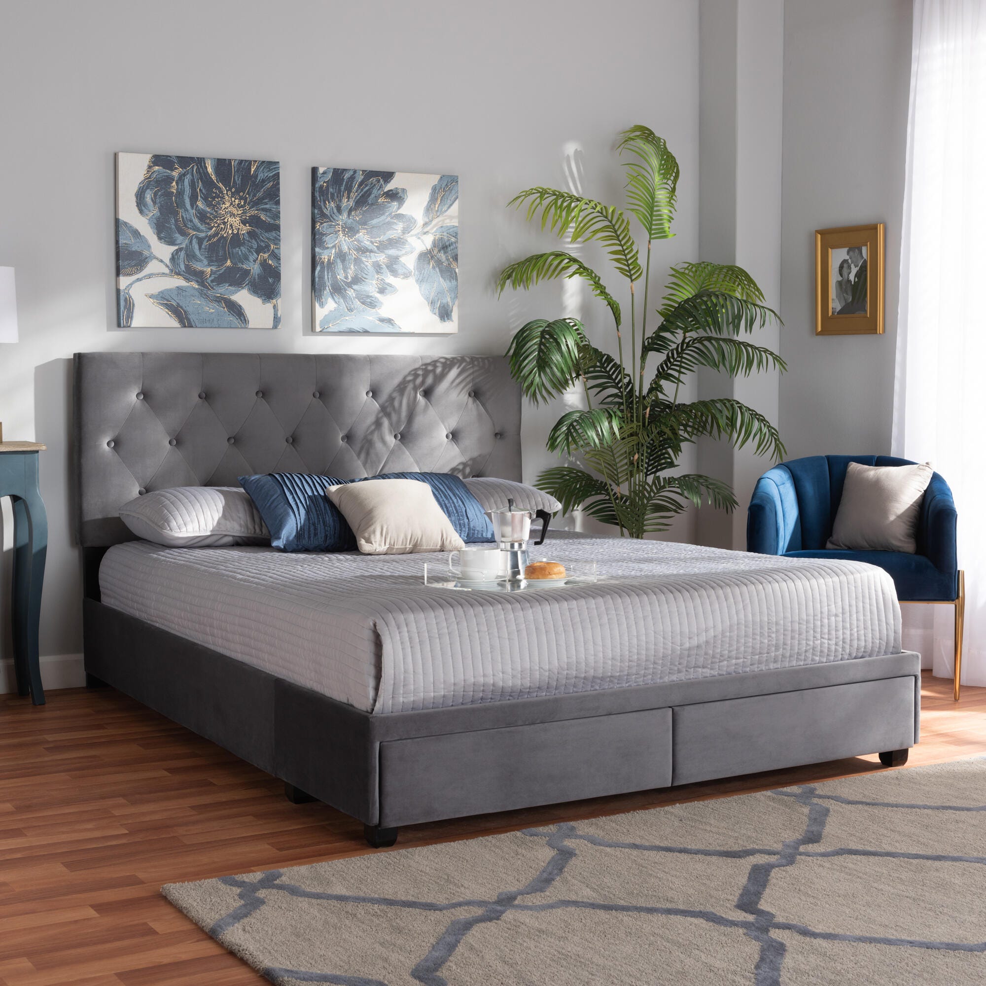 Click here for Caronia Upholstered Platform Storage Bed  Gray prices
