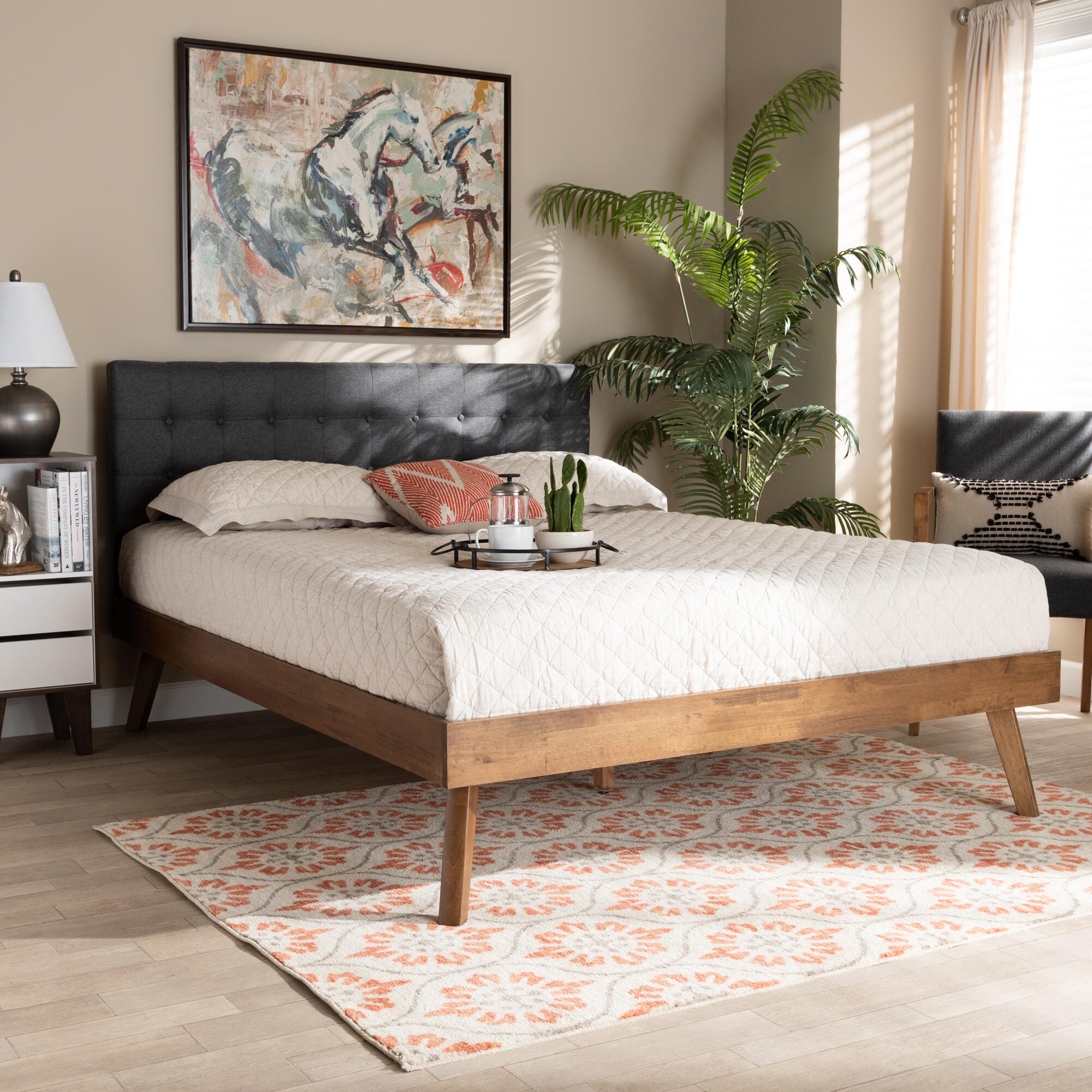 Click here for Devan Upholstered King Platform Bed  Charcoal prices