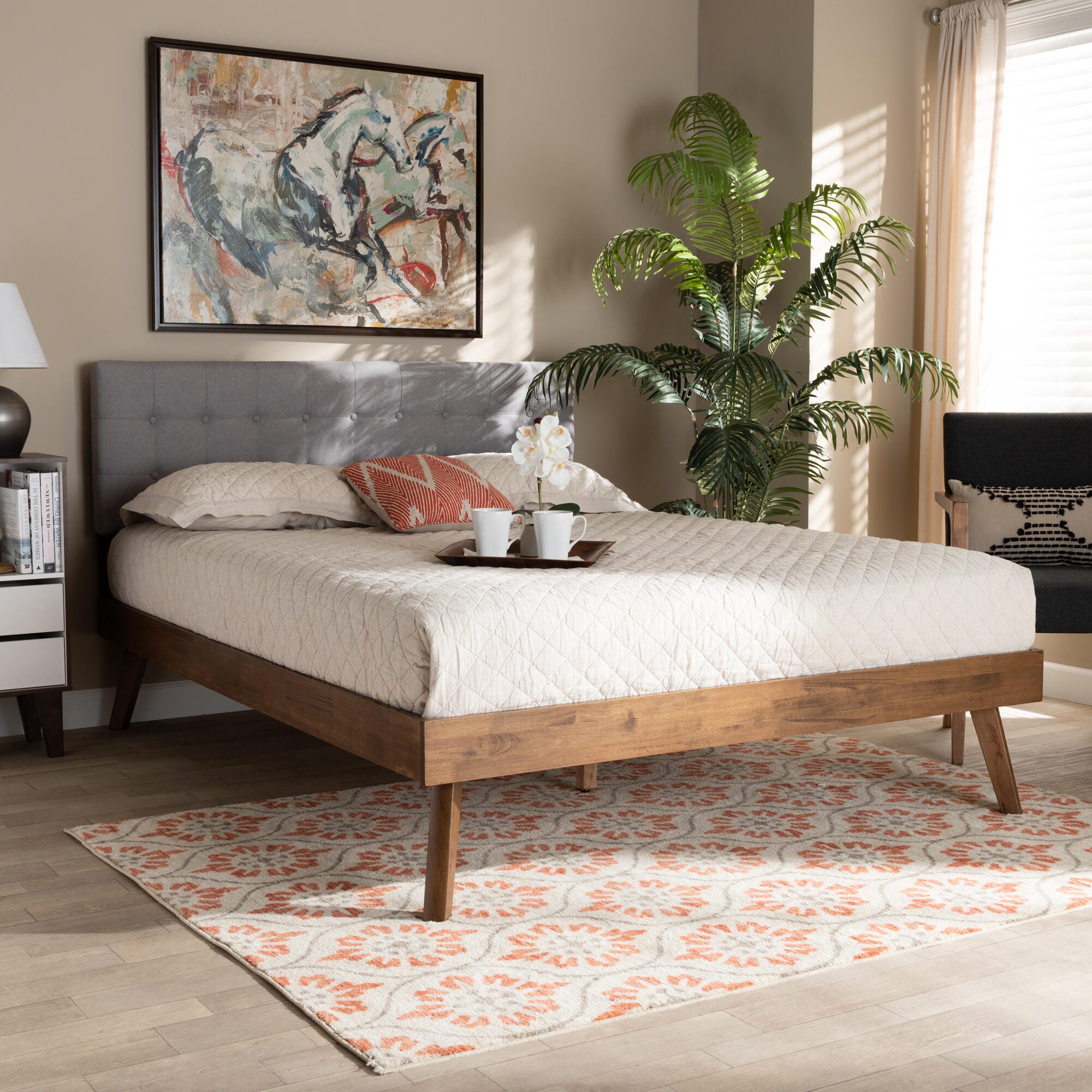 Click here for Devan Upholstered King Platform Bed  Gray prices