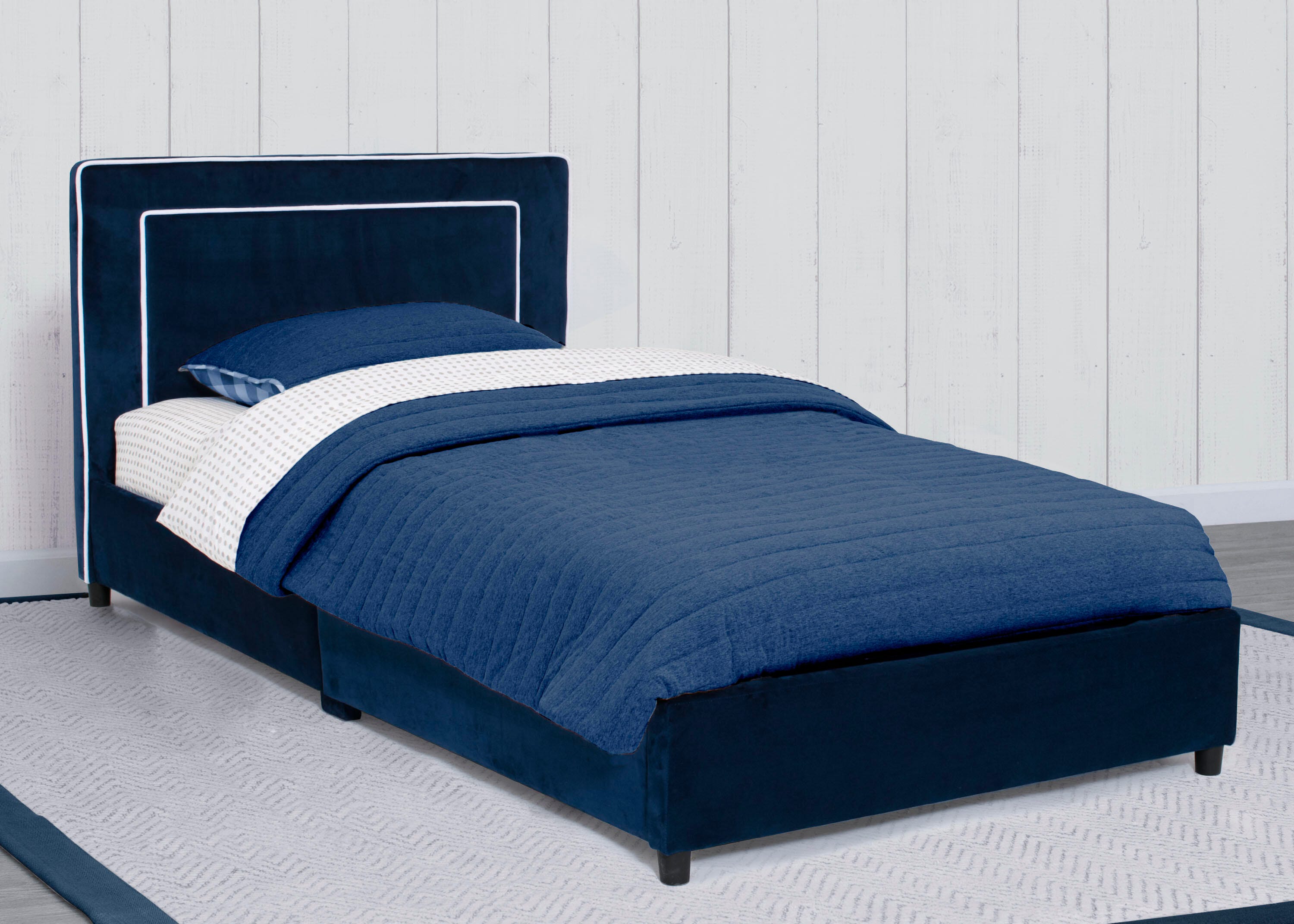 Click here for Delta Children Upholstered Twin Bed  Blue prices