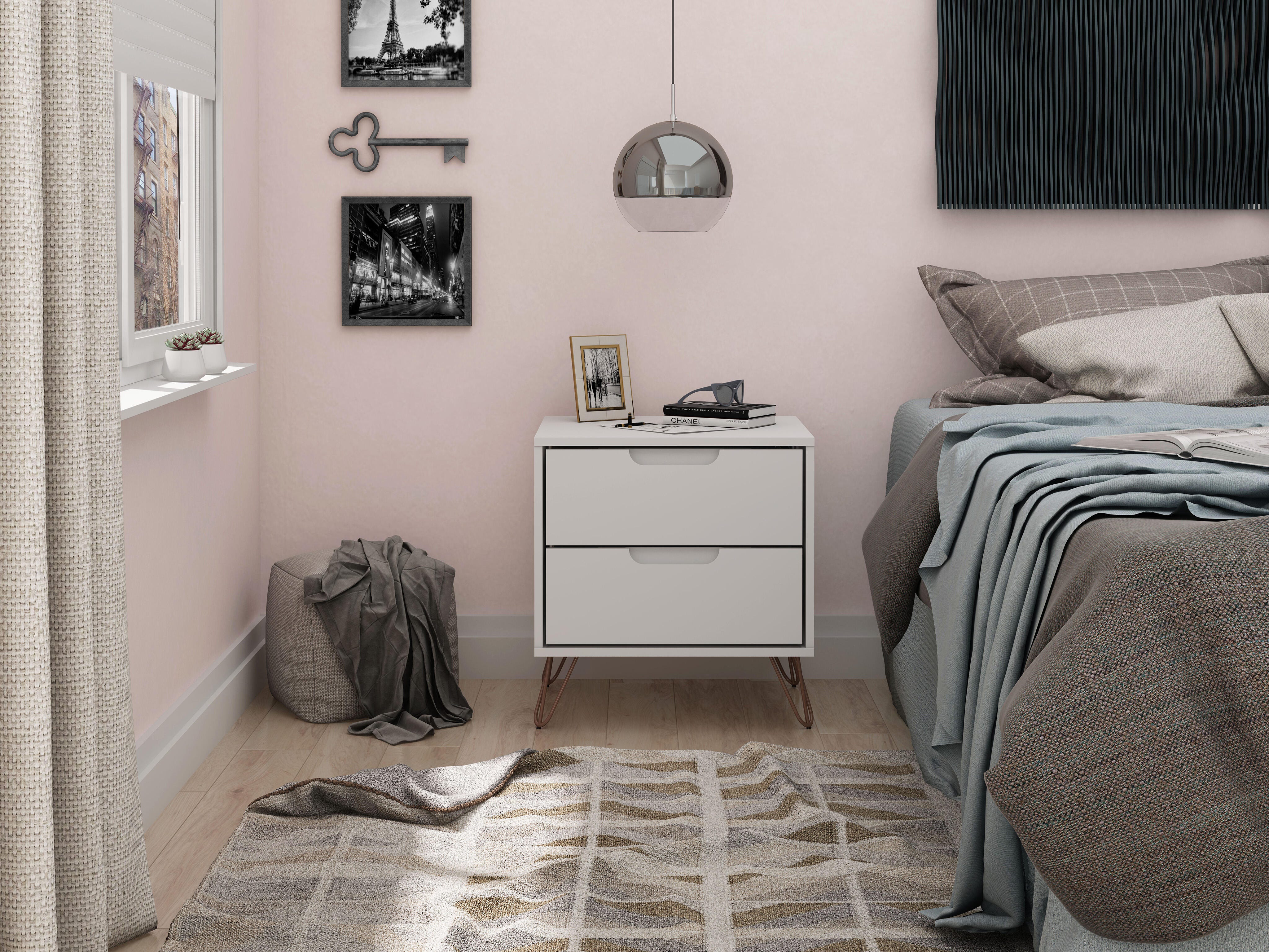 Click here for Modern 2 Drawer Nightstand  White prices