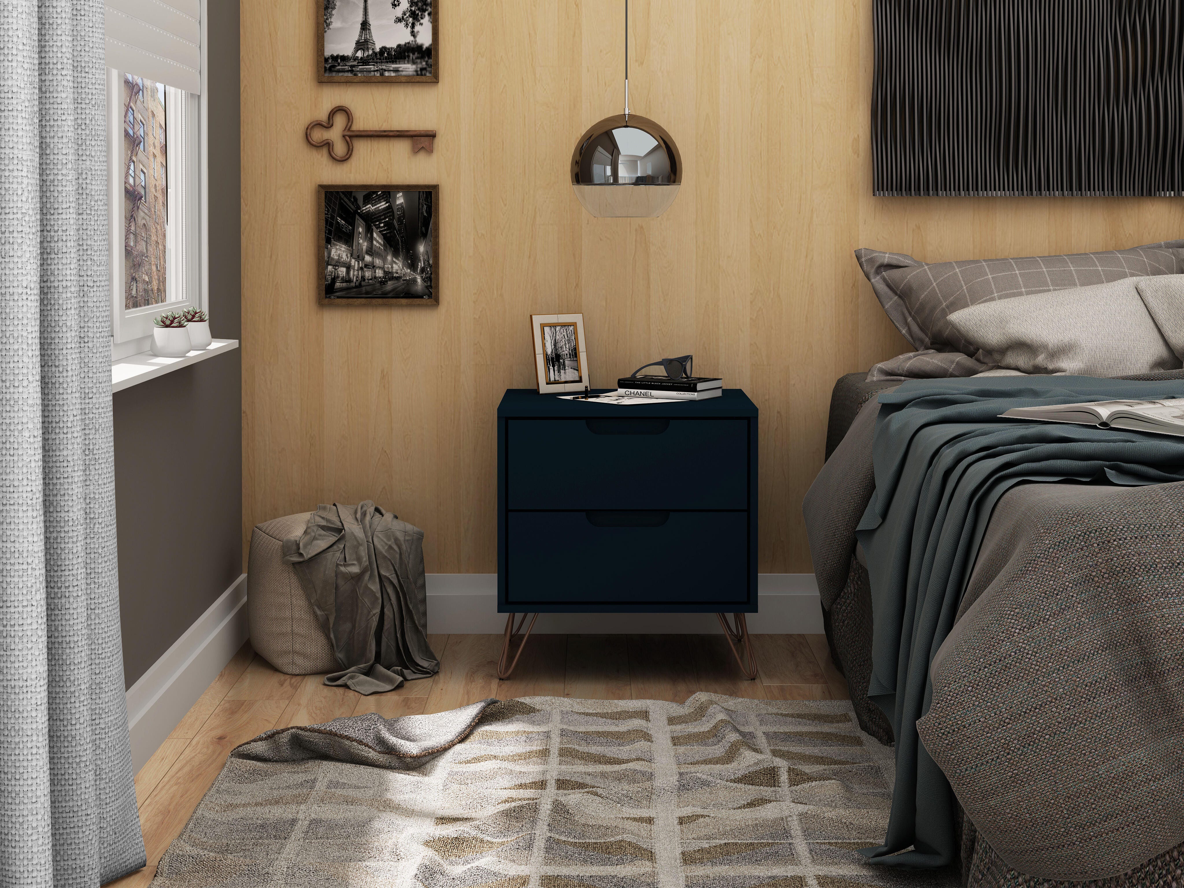 Click here for Modern 2 Drawer Nightstand  Blue prices