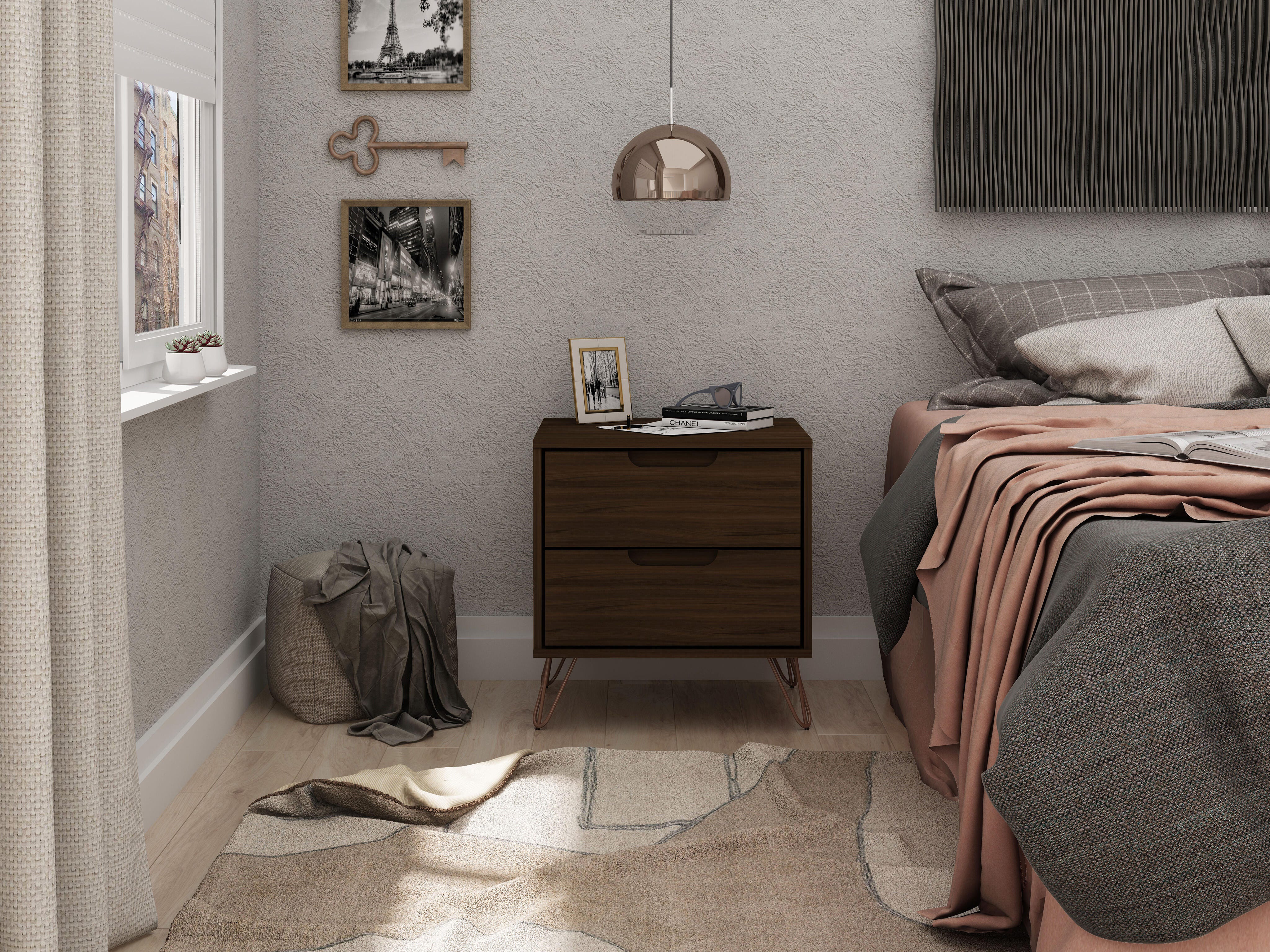 Click here for Modern Two Drawer Nightstand  Brown prices