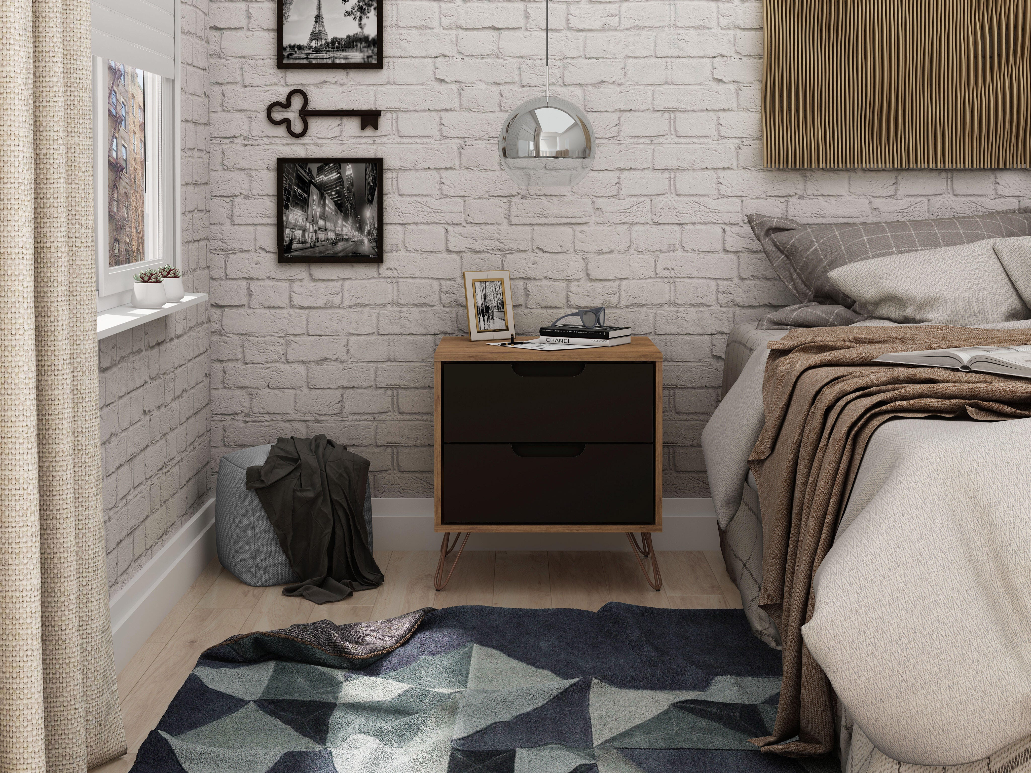 Click here for Modern 2 Drawer Nightstand  Natural/Gray prices