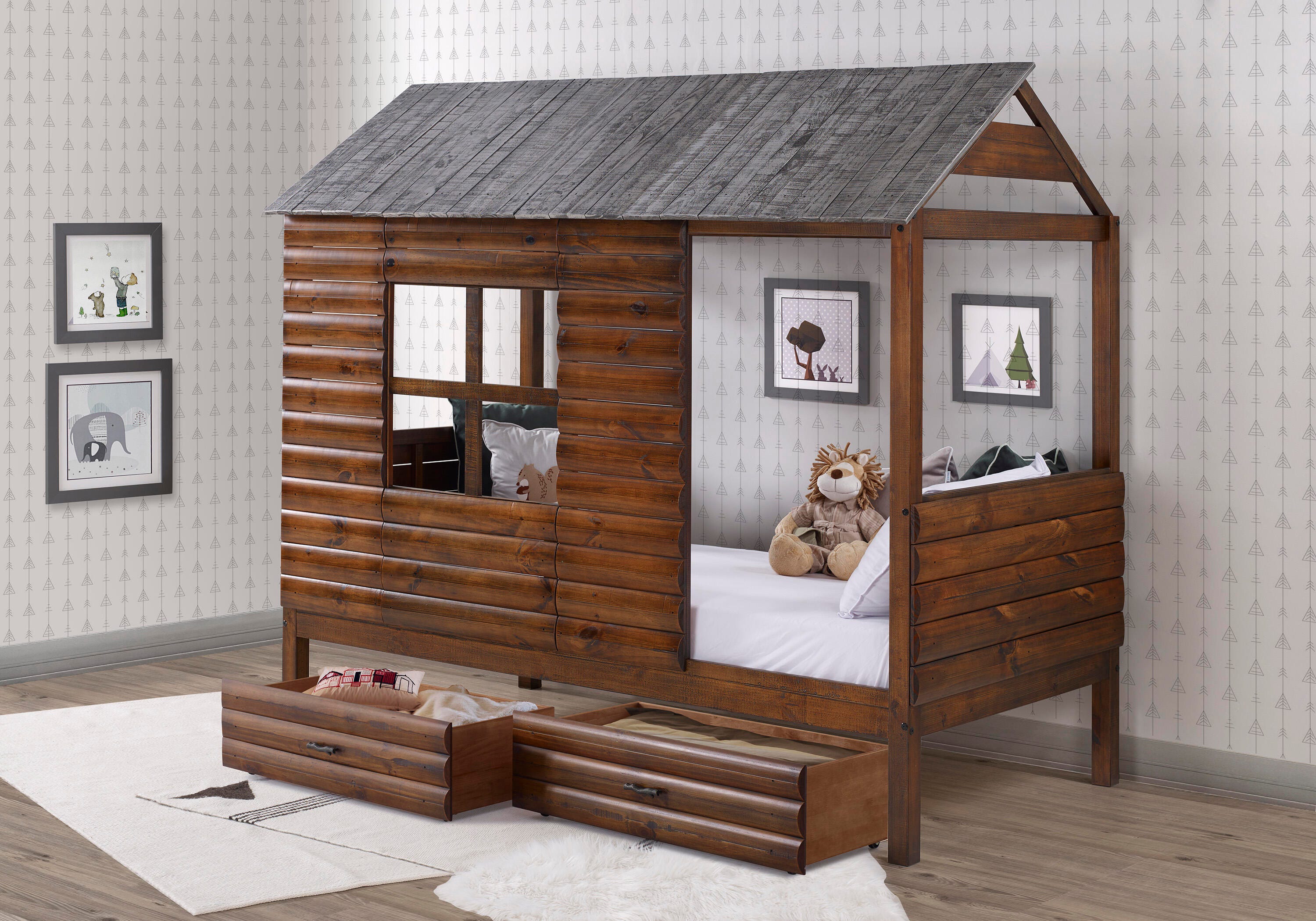 Click here for Donco Kids Twin Log Cabin Low Loft with Dual Under... prices