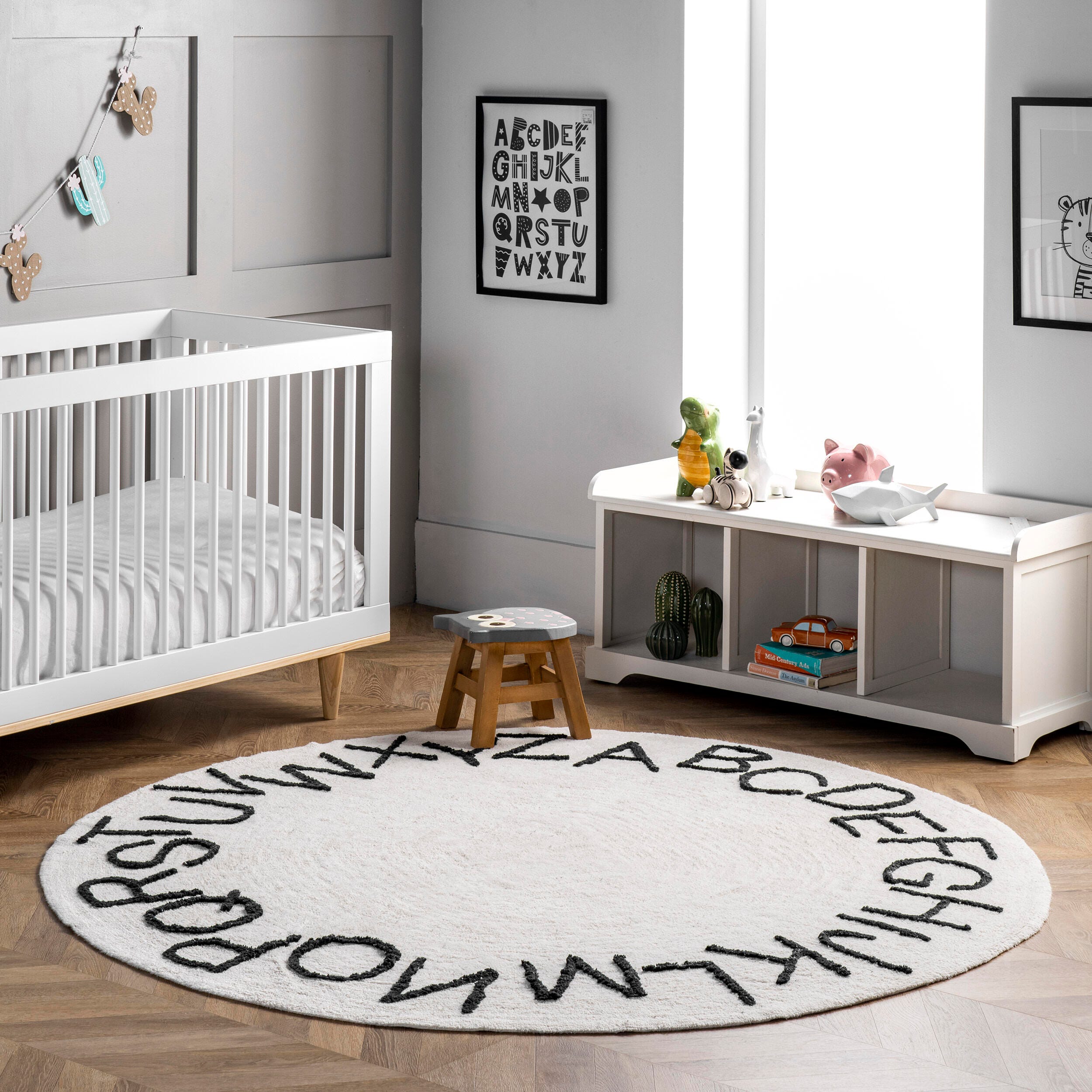 Click here for nuLOOM Kids Washable Round Alphabet Rug  Ivory prices