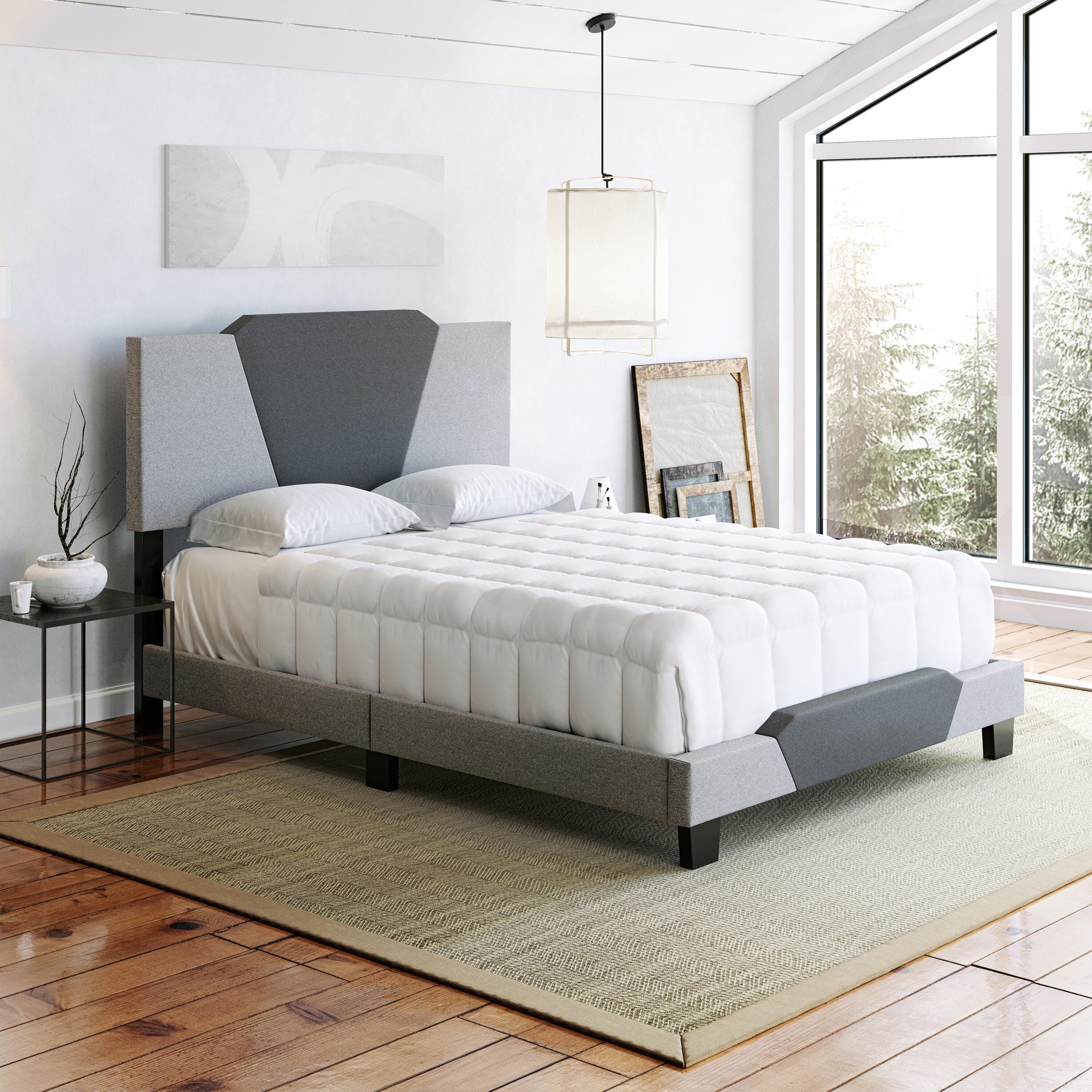 Click here for Talulah King Upholstered Linen Platform Bed  Gray prices