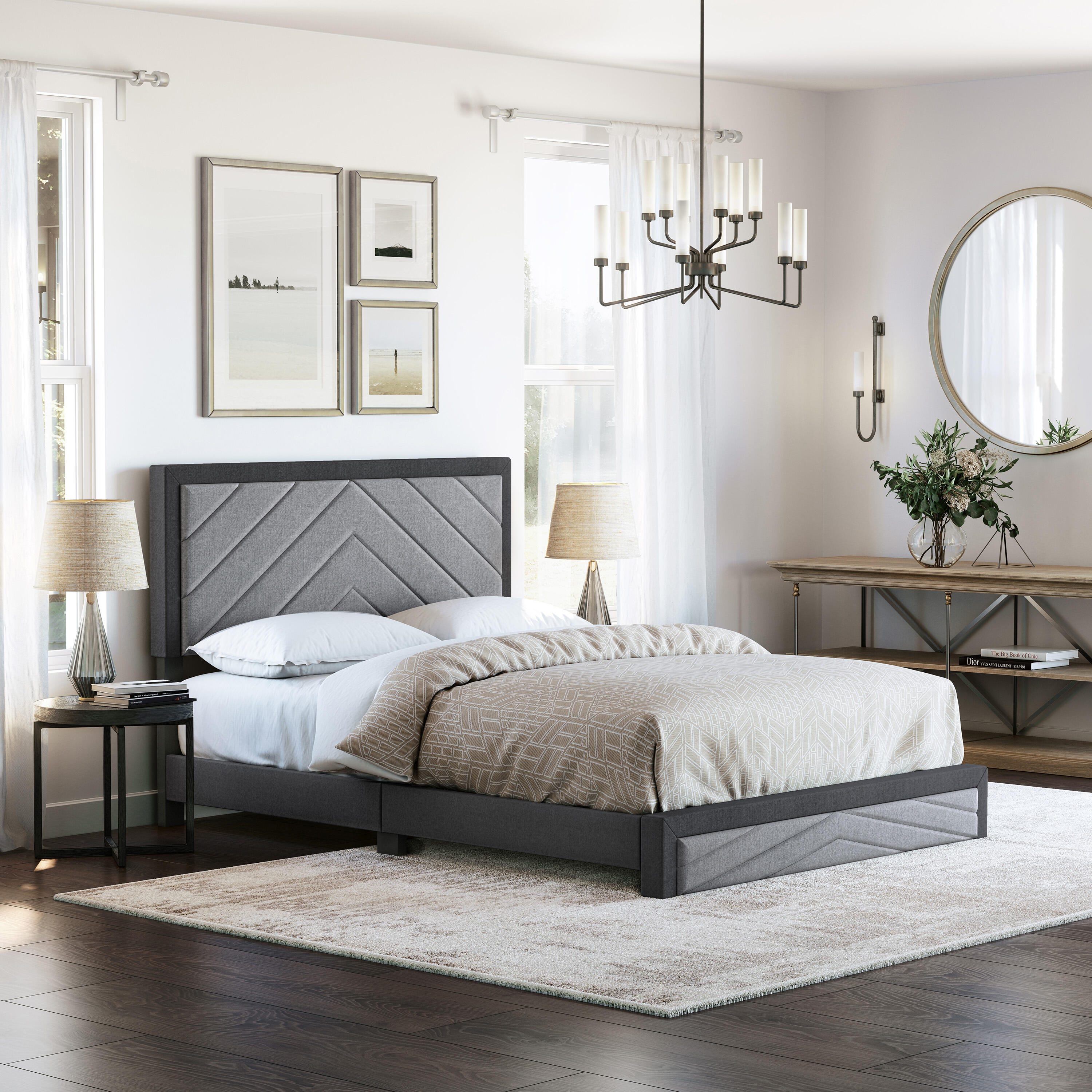 Click here for Ziggy King Upholstered Faux Leather Platform Bed... prices