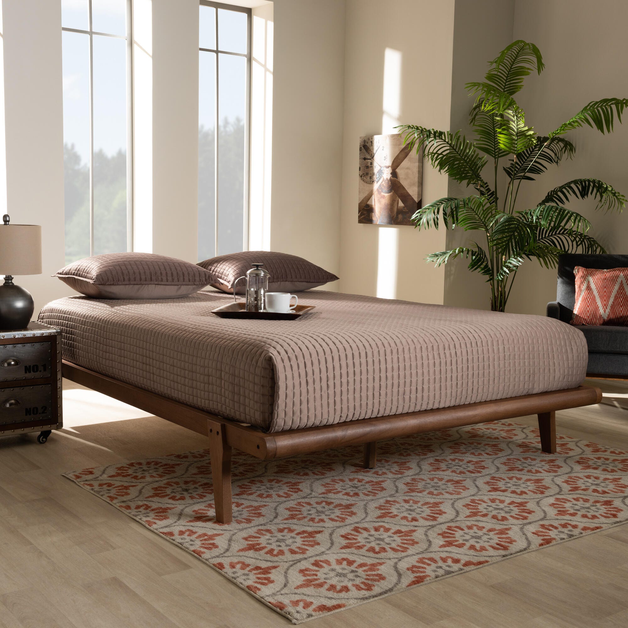 Click here for Kaia Mid-Century Modern Platform Bed  Ash Walnut prices
