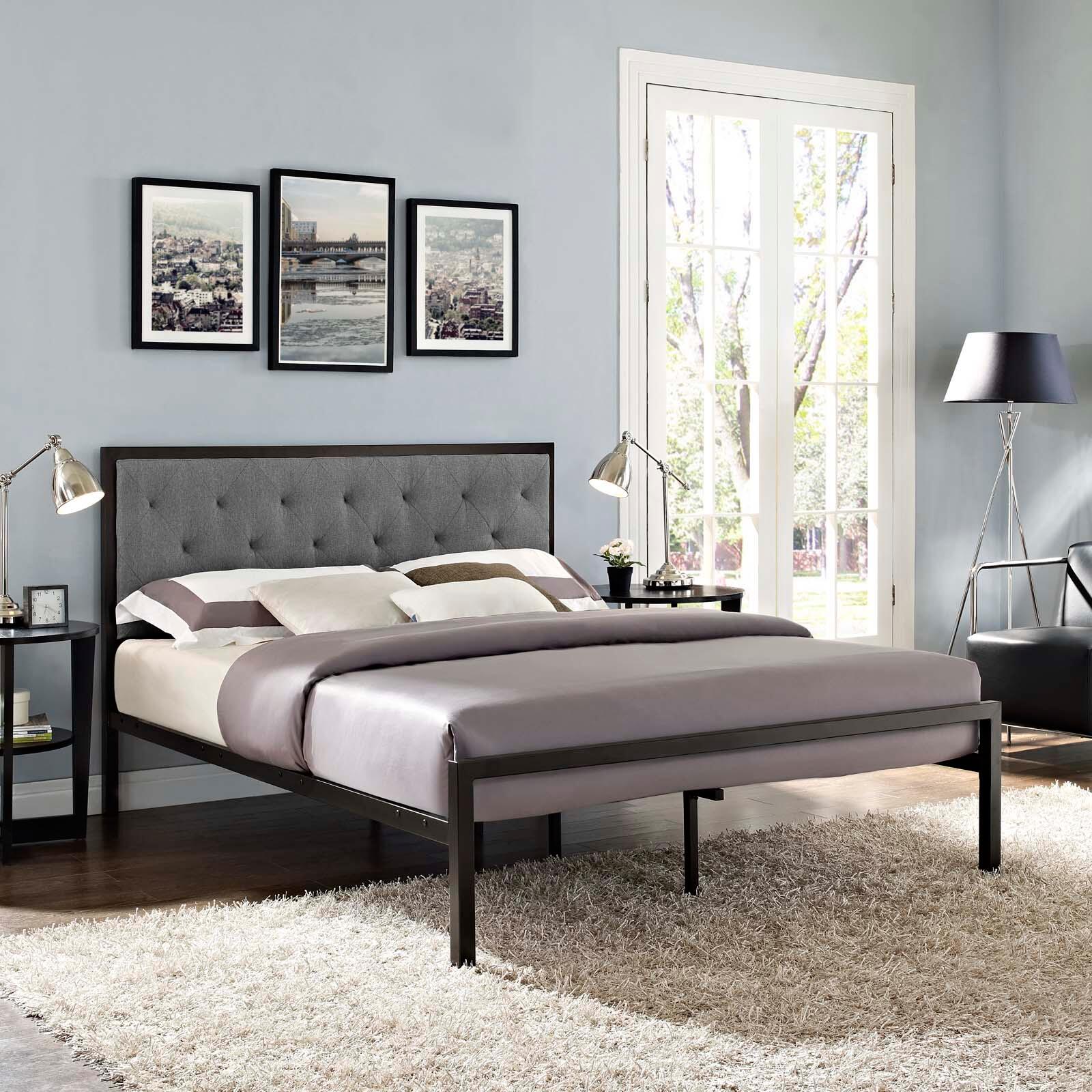 Click here for Mia Queen Fabric Platform Bed  Brown/Gray prices