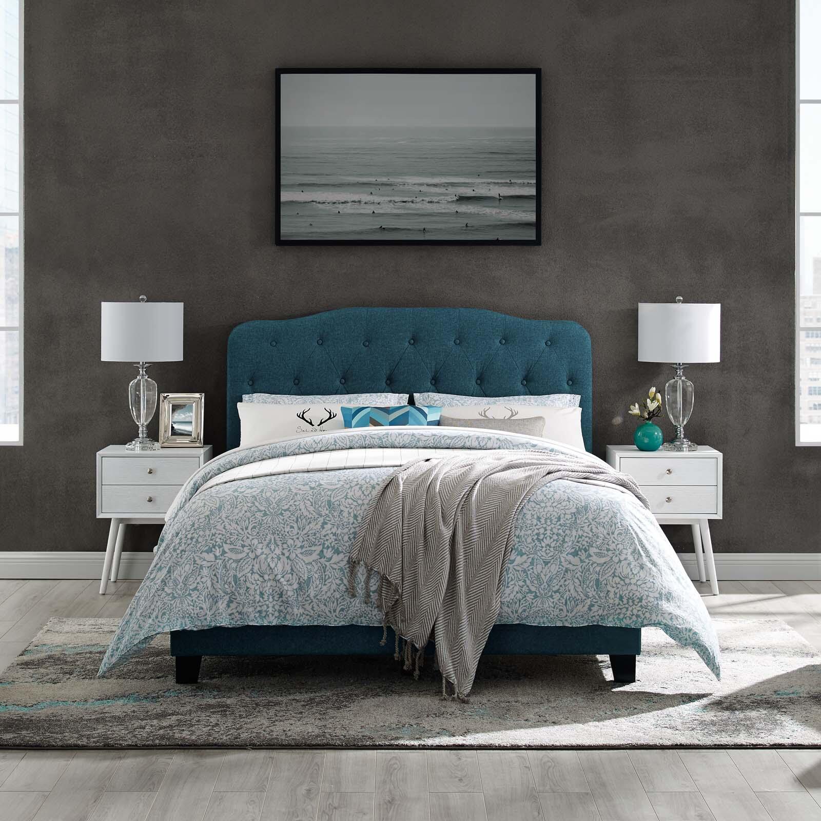 Click here for Amelia Queen Upholstered Fabric Bed  Azure prices