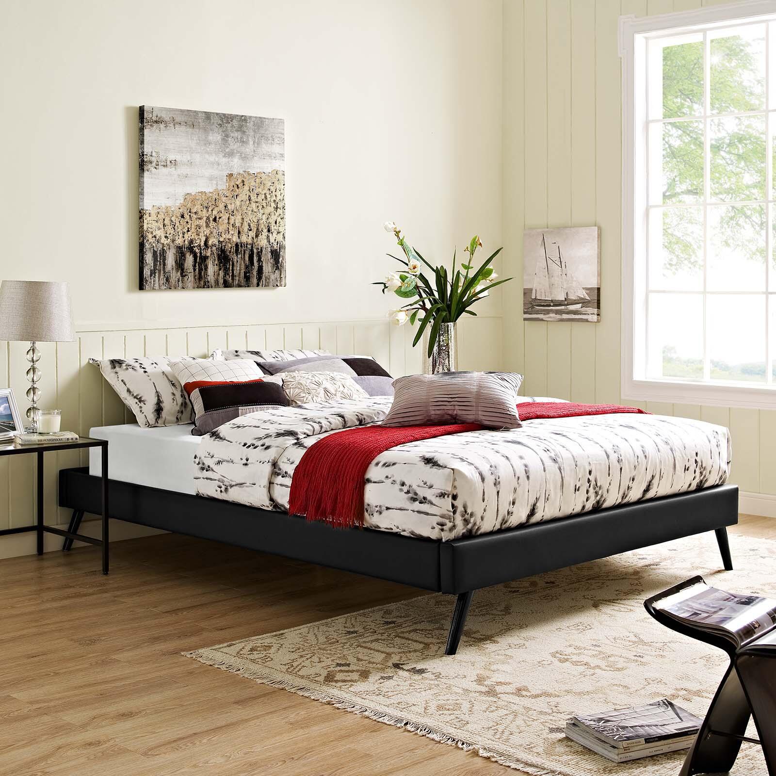 Click here for Loryn Queen Vinyl Platform Bed  Black prices